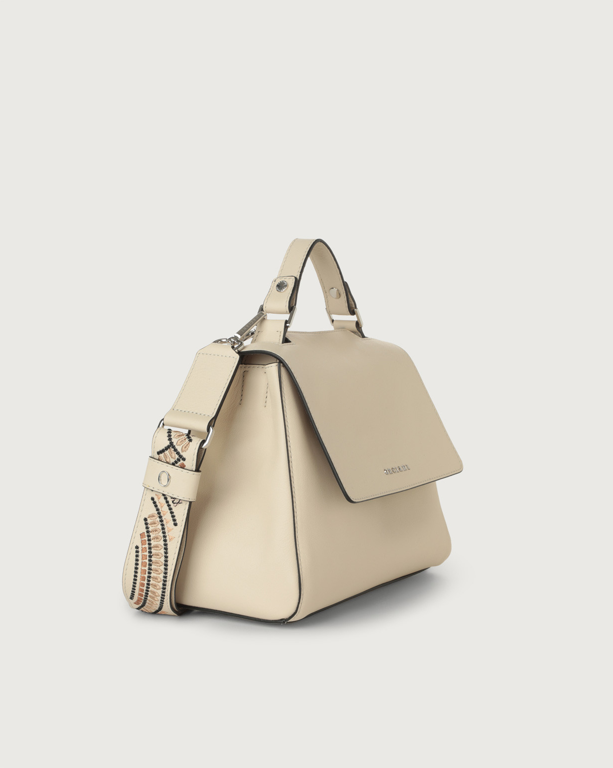 ORCIANI Sveva Madlen Small leather handbag with strap. , color Ivory