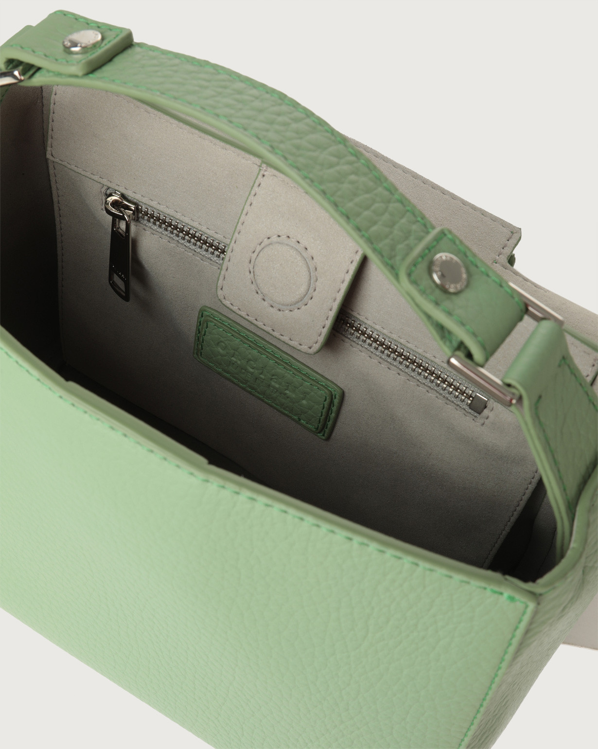ORCIANI Sveva Soft Small leather handbag with shoulder strap. , color Green