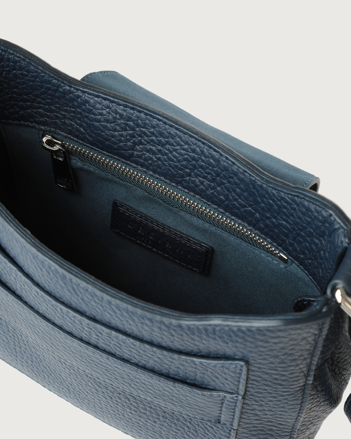 ORCIANI Dama Soft Midi leather bag with shoulder strap. , color Navy