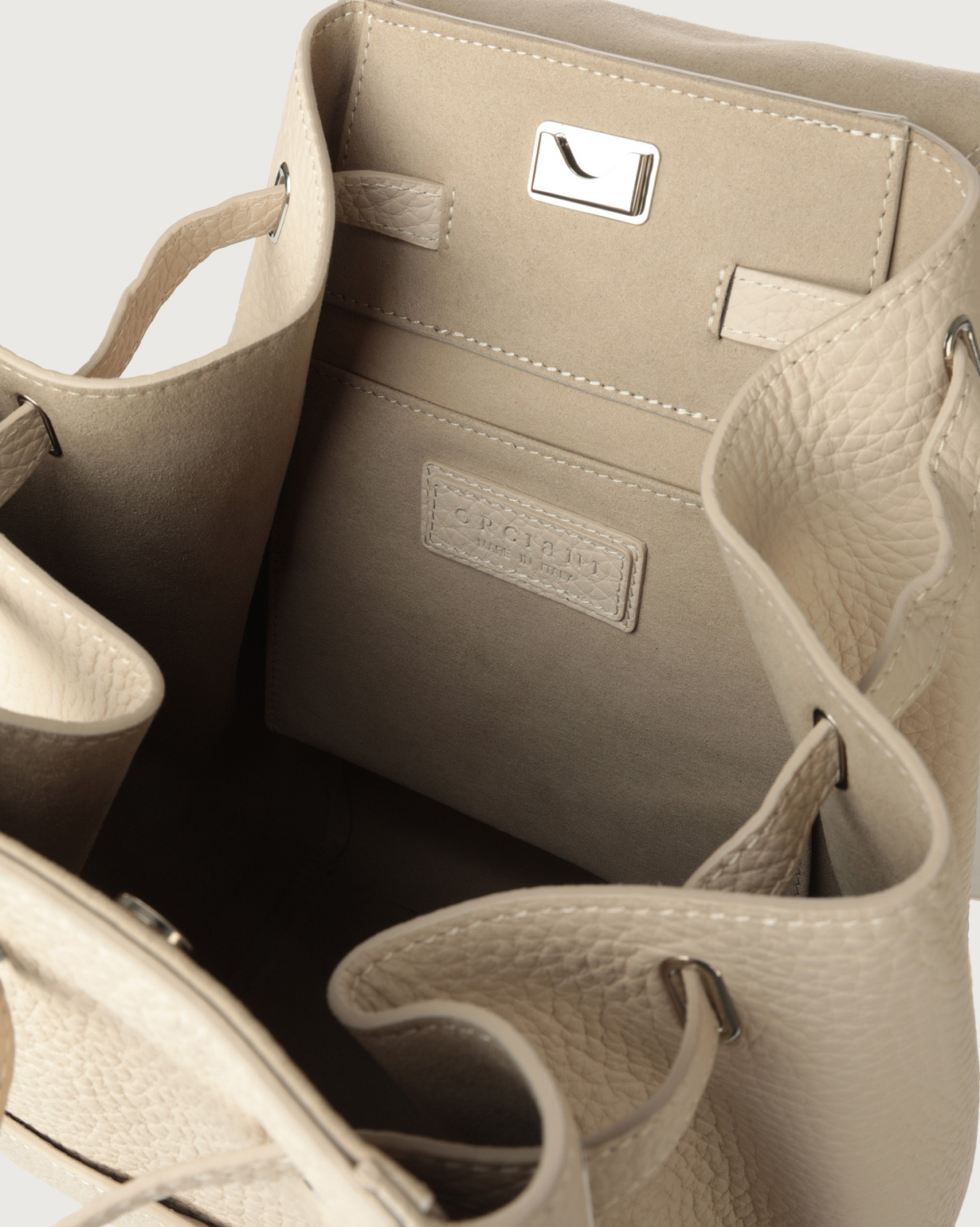 ORCIANI Boxy Soft leather backpack. , color Ivory