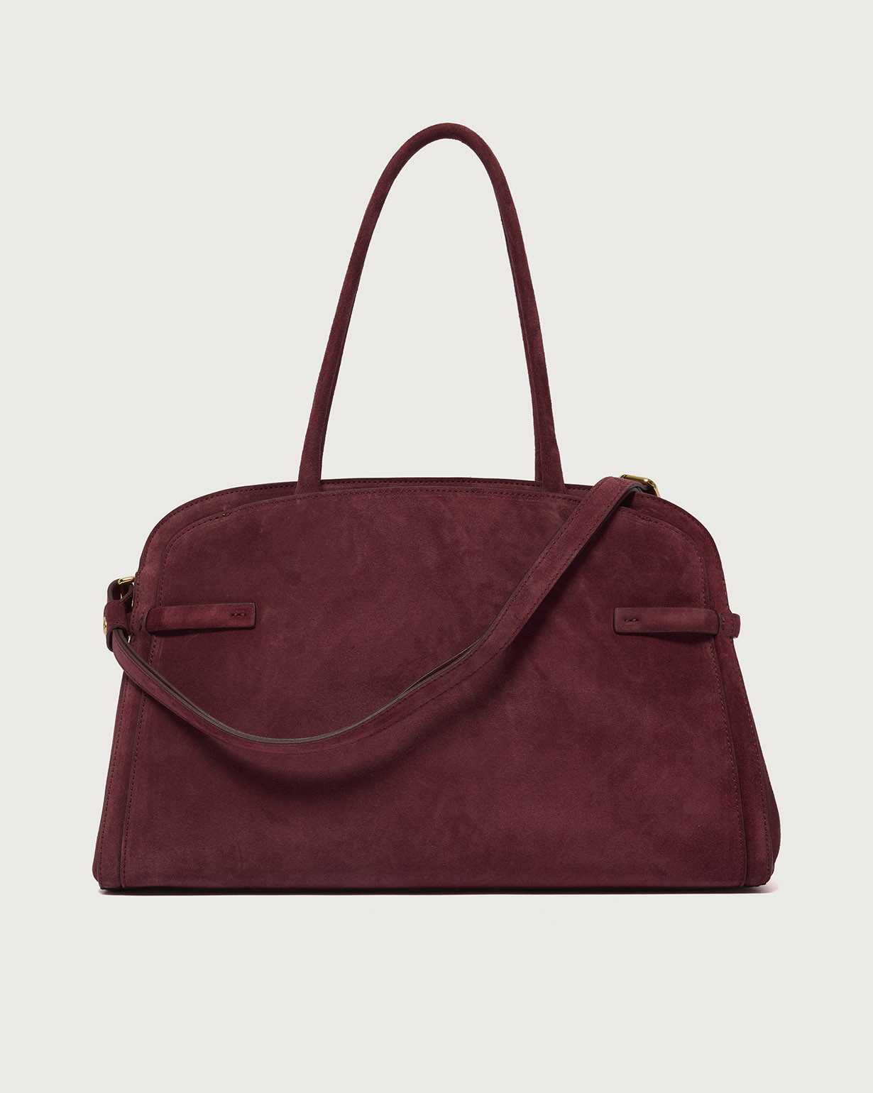 ORCIANI Aura Peach Large suede shoulder bag with strap. , color bordeaux
