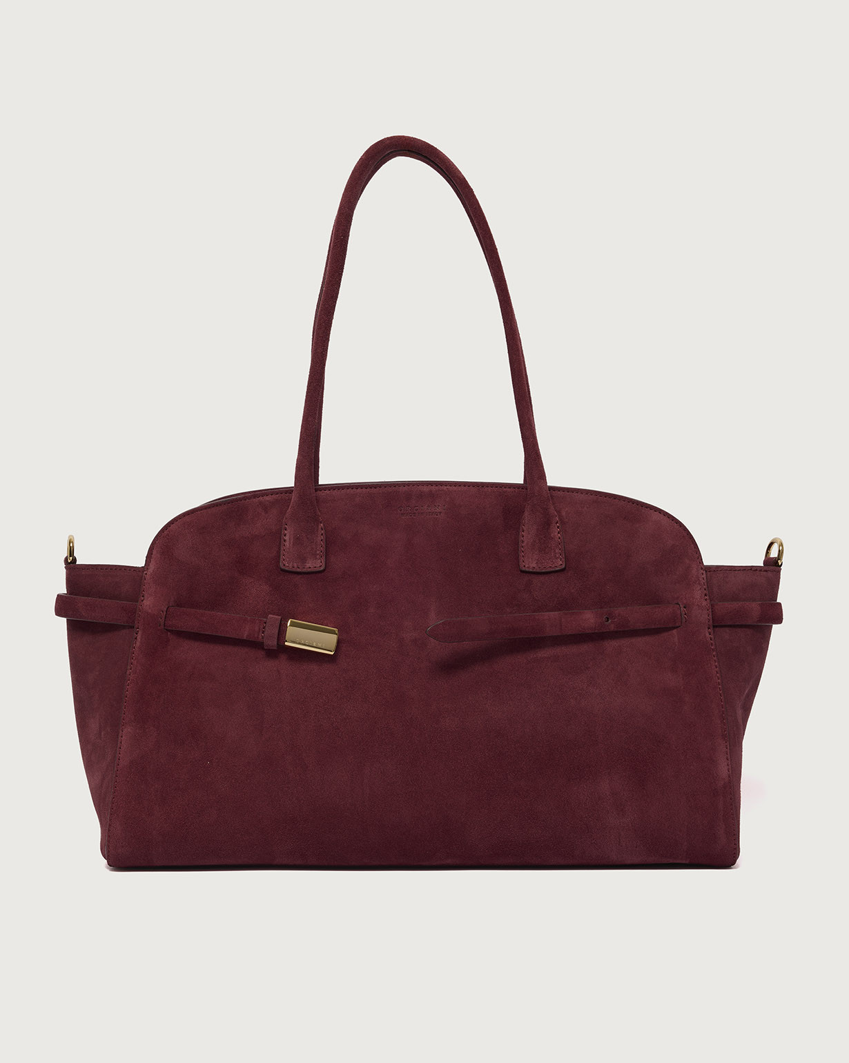 ORCIANI Aura Peach Large suede shoulder bag with strap. , color bordeaux