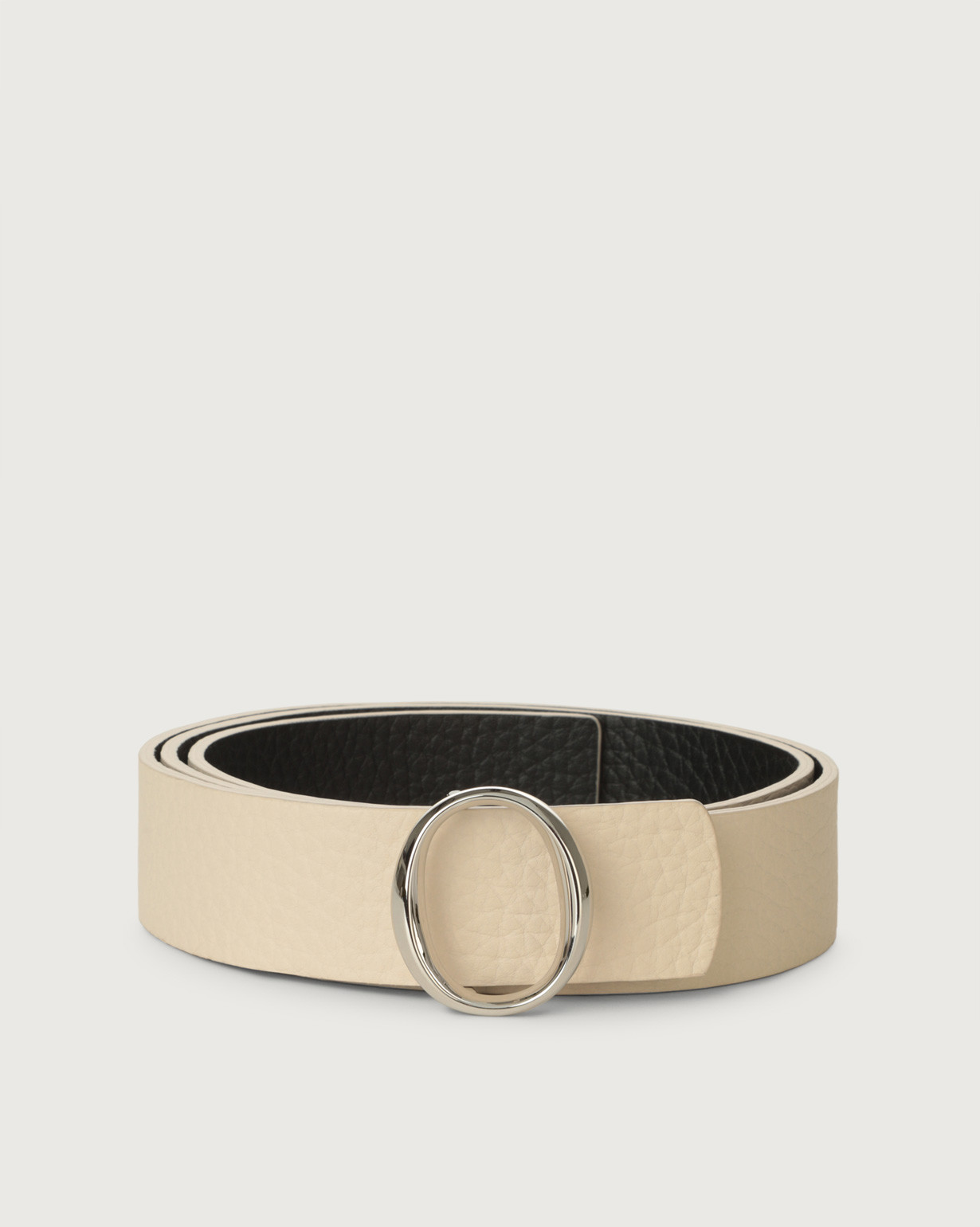 ORCIANI Soft Double leather belt. , color Ivory+Black