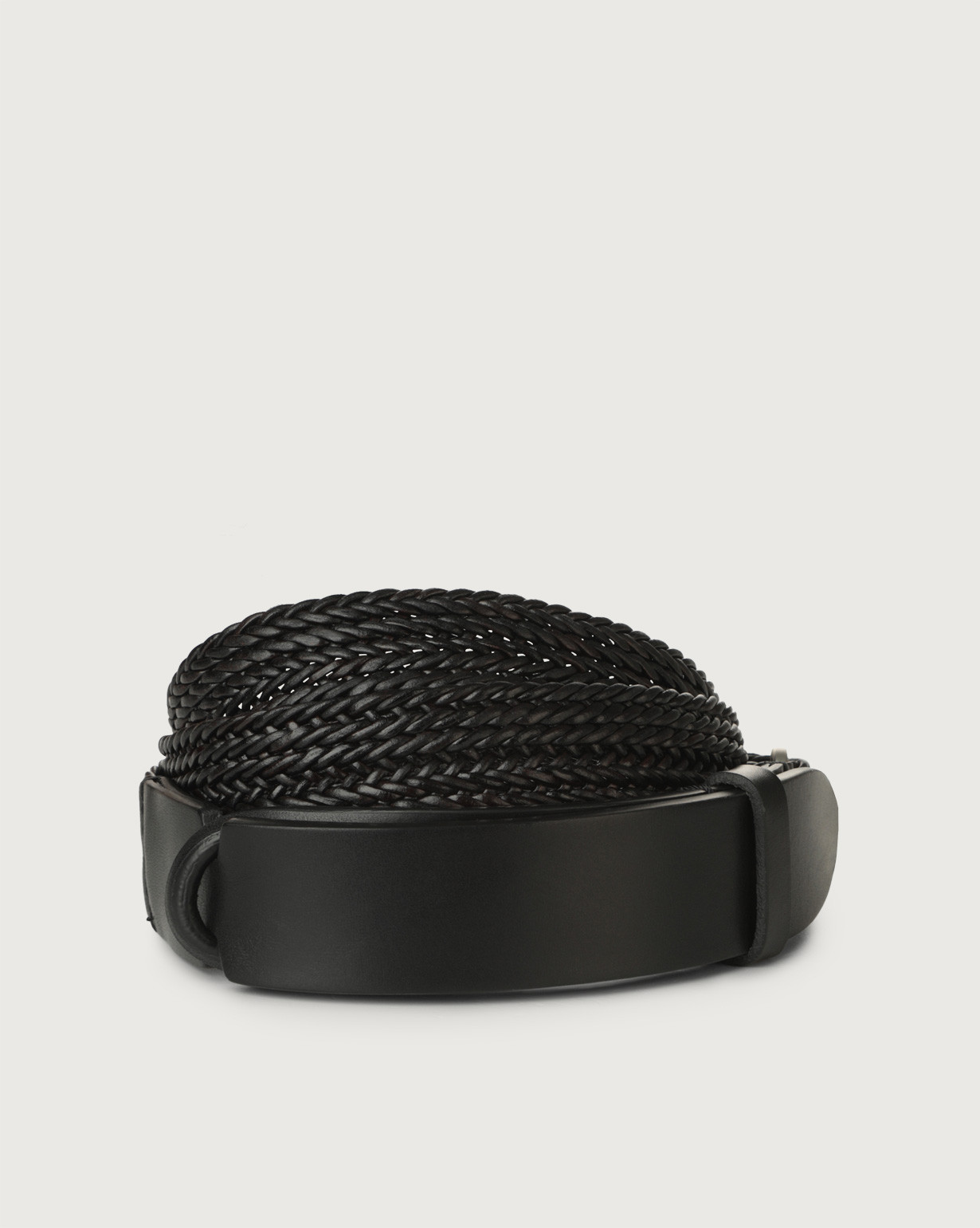 ORCIANI Plug leather Nobuckle belt. , color Black