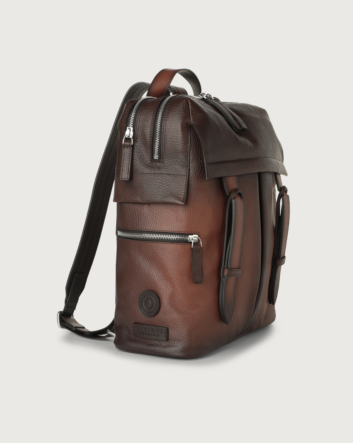 ORCIANI Nobuckle Eco Dollaro Deep medium Planet backpack. , color Cognac