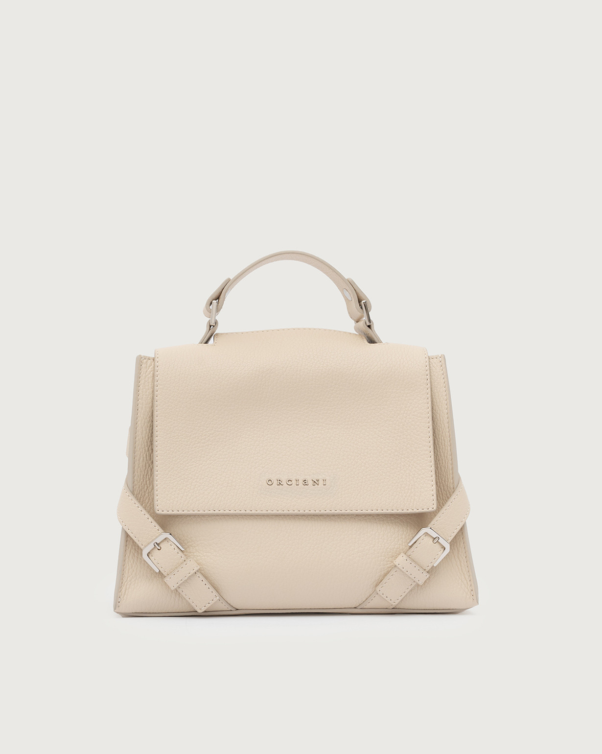 ORCIANI Sveva Sense Small leather handbag with strap. , color Off-White