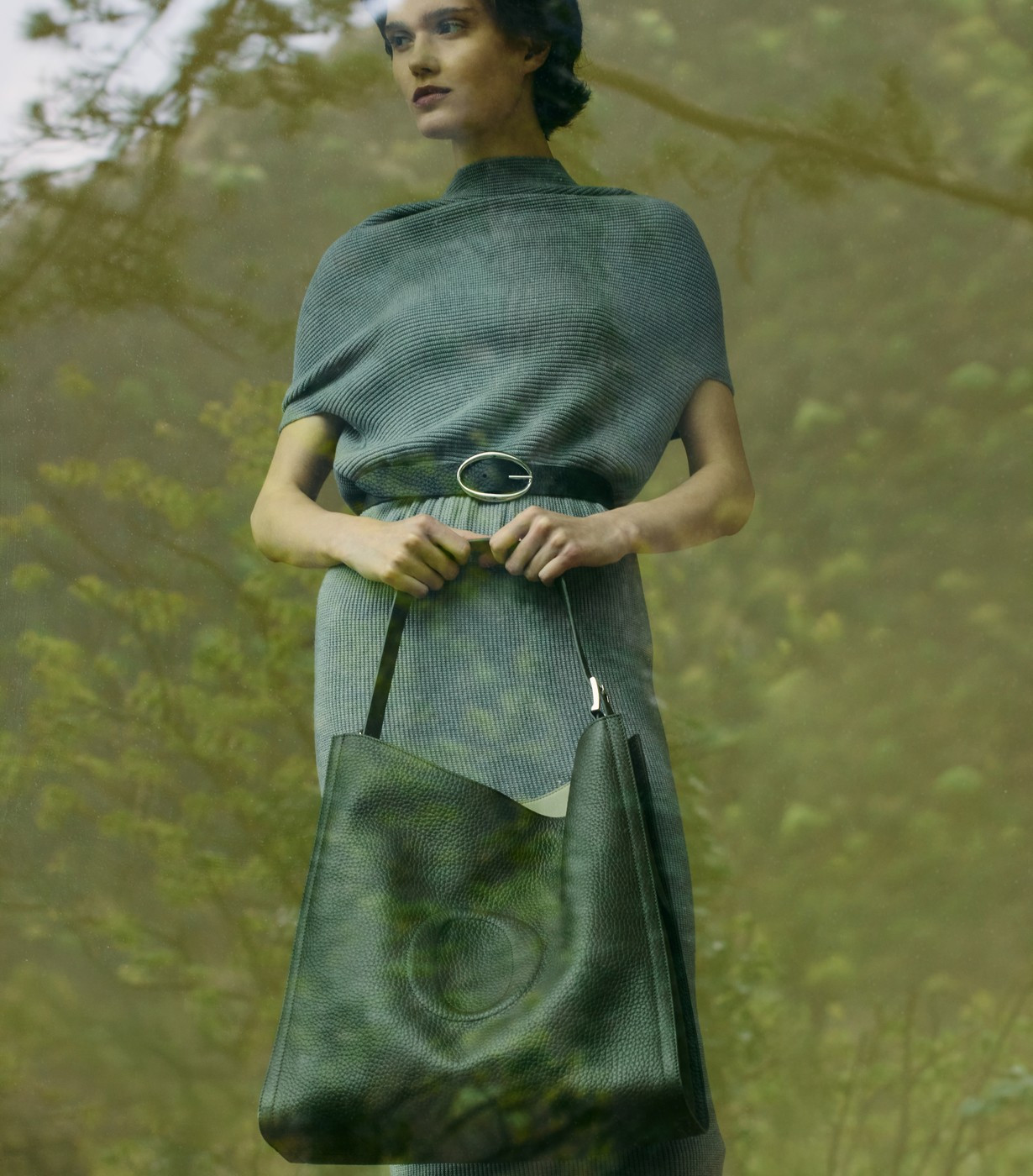 ORCIANI Her-O Soft Large grained leather shoulder bag with strap ...