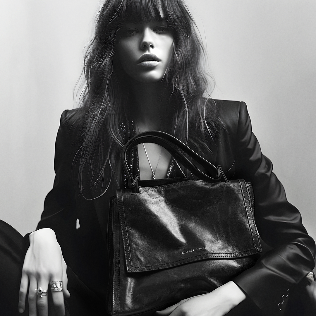 ORCIANI Sveva Notturno Medium leather handbag with strap. , color Black