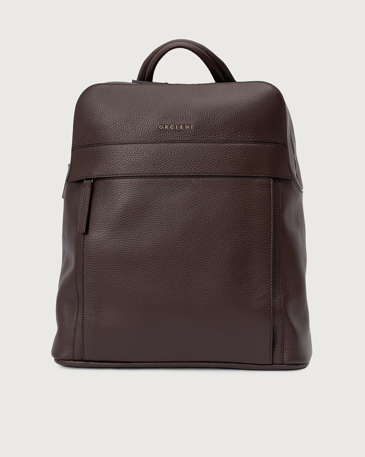 ORCIANI Micron dollar leather backpack. , color Ebony