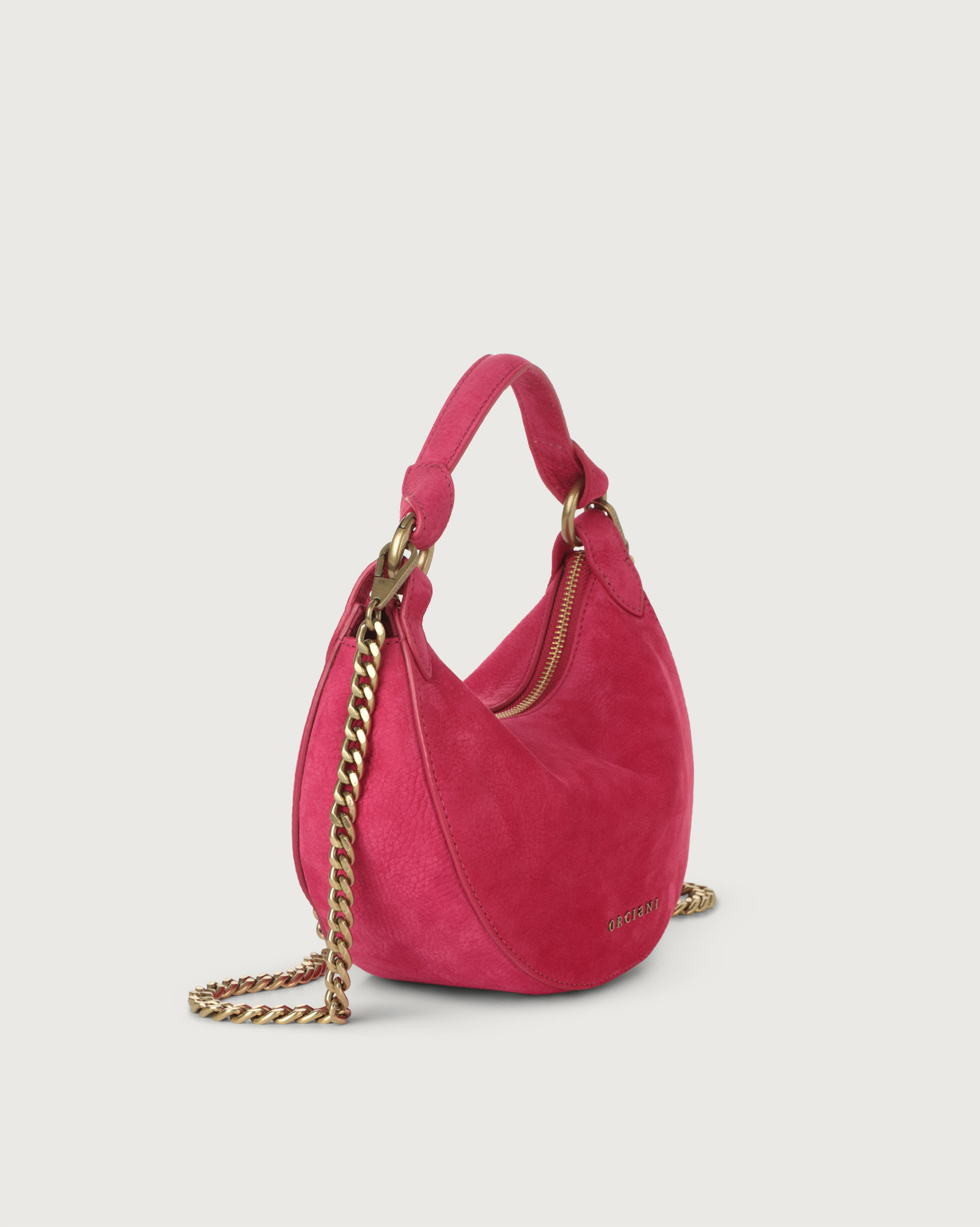 ORCIANI Dumpling Nabucco nubuck leather mini bag with strap. , color Fuchsia