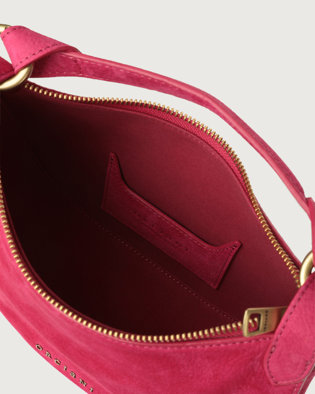 ORCIANI Dumpling Nabucco nubuck leather mini bag with strap. , color Fuchsia
