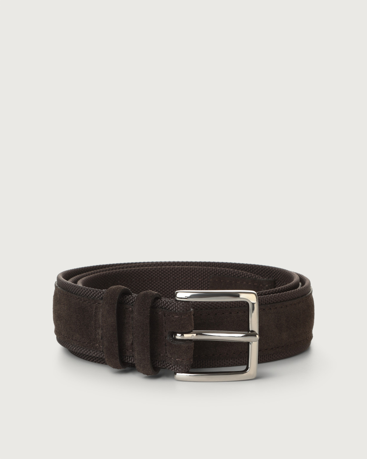 ORCIANI Amalfi Active suede and fabric belt. , color Chocolate+Chocolate
