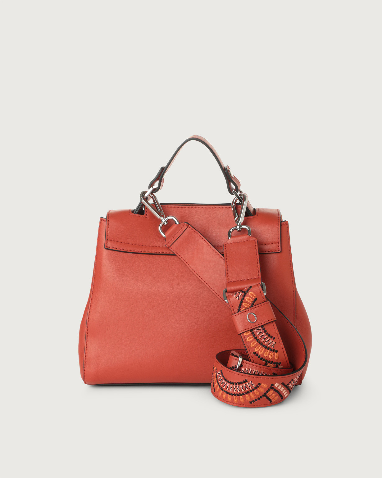 ORCIANI Sveva Madlen Small leather handbag with strap, color Orange