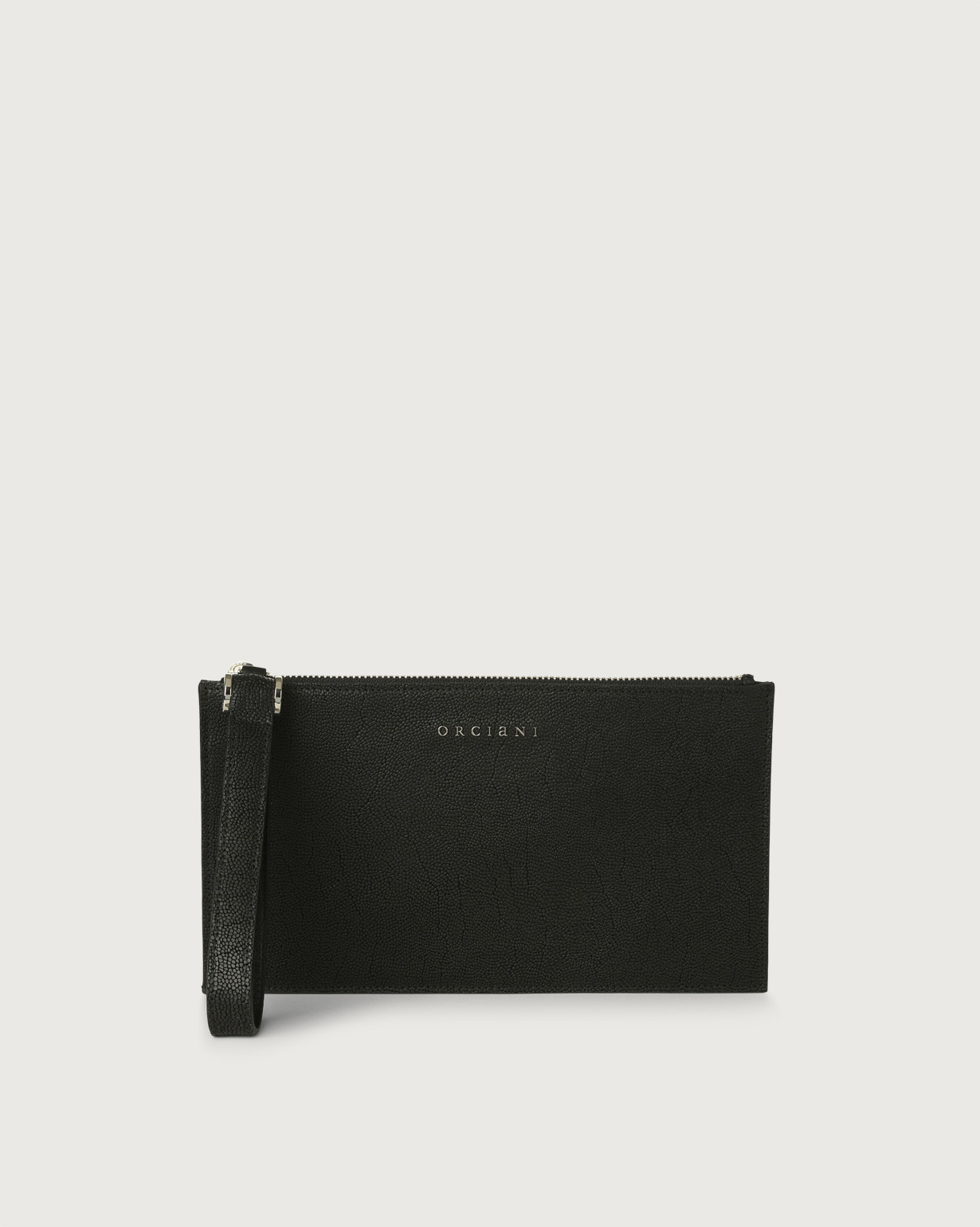 ORCIANI Frog leather pouch with wristband and RFID protection, color Black