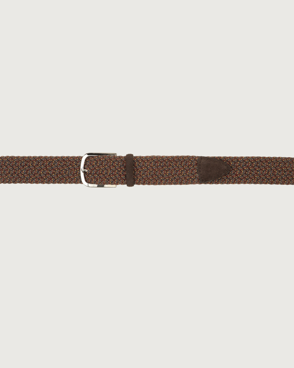 ORCIANI Bouclé braided wool stretch belt, color Chocolate