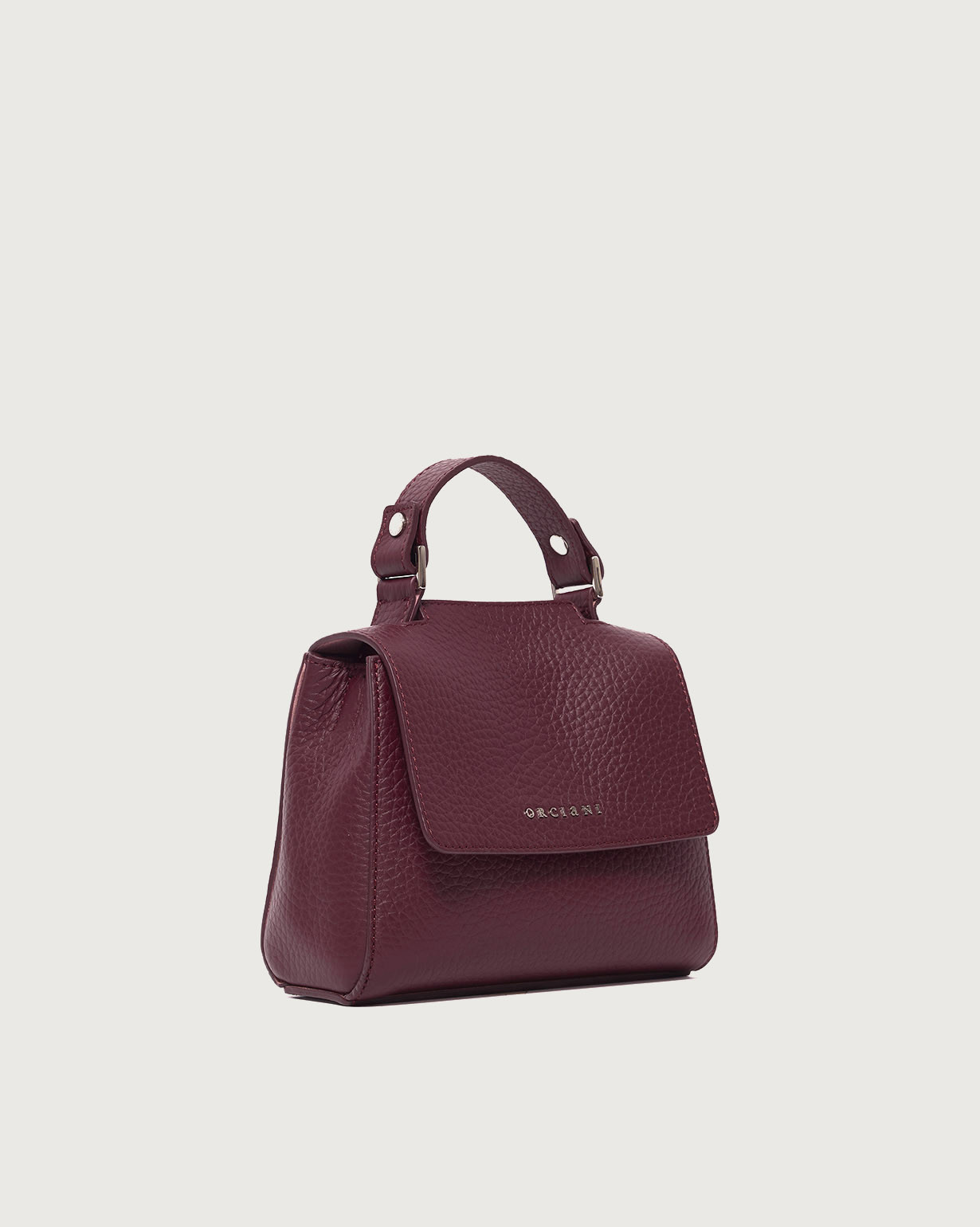 ORCIANI Sveva Soft Mini leather handbag with shoulder strap, color Bordeaux