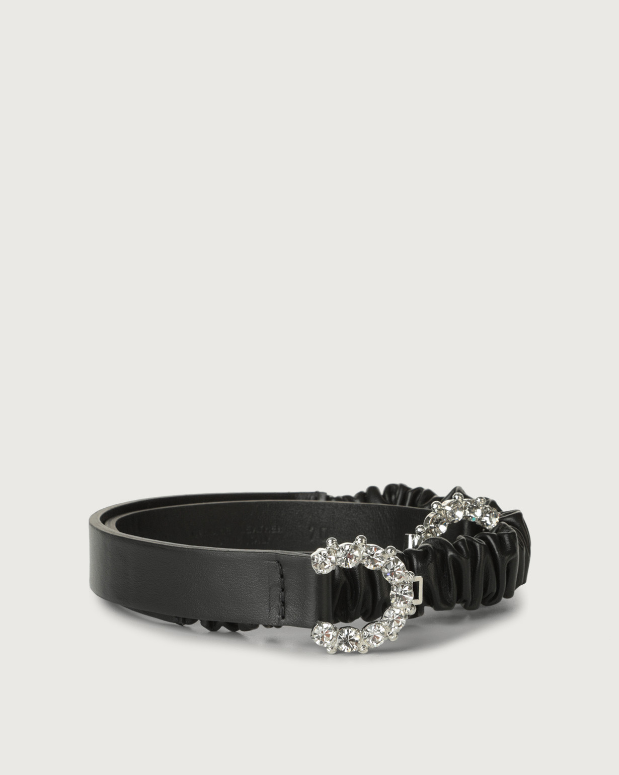 ORCIANI Liberty thin stretch leather belt, color Black