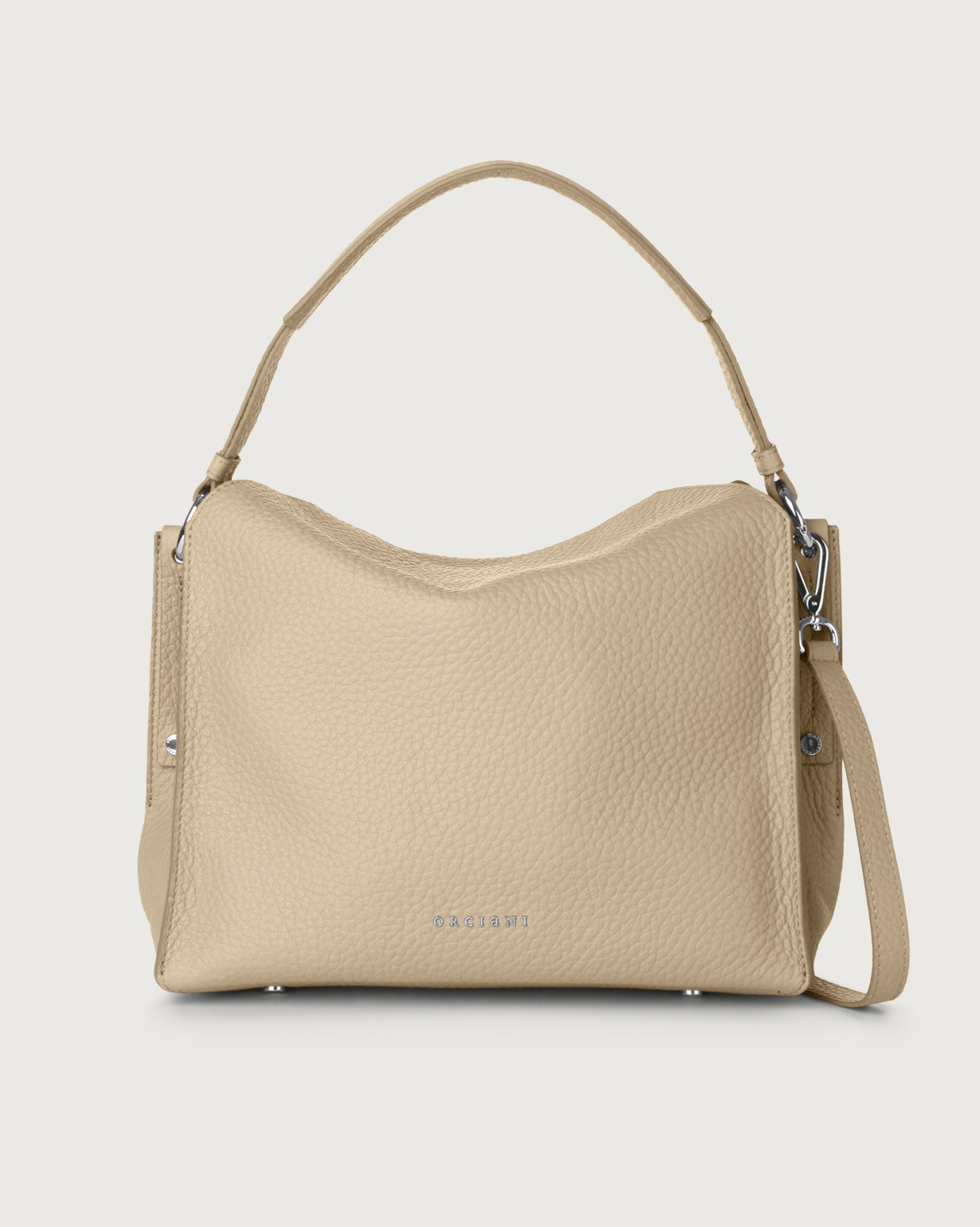 ORCIANI Twenty Soft leather shoulder bag with shoulder strap, color Sand