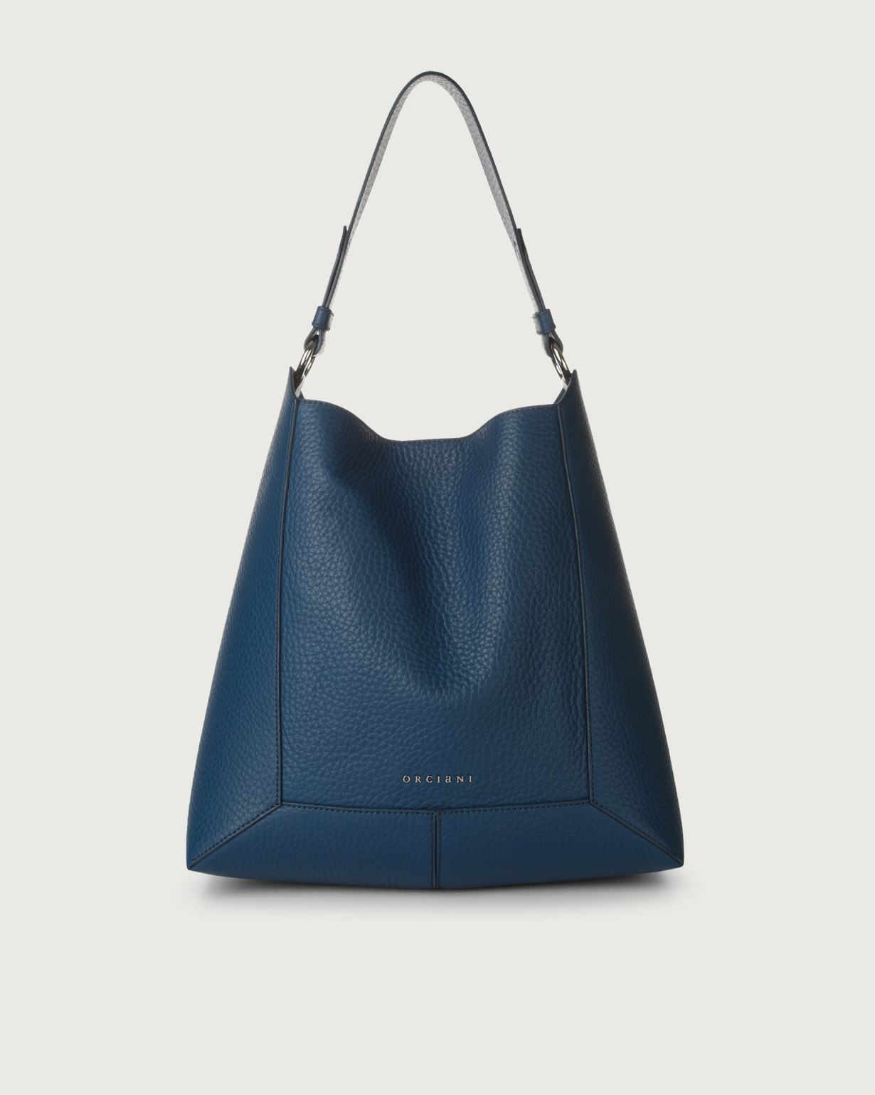 ORCIANI Frame Soft leather shoulder bag with strap, color Blue