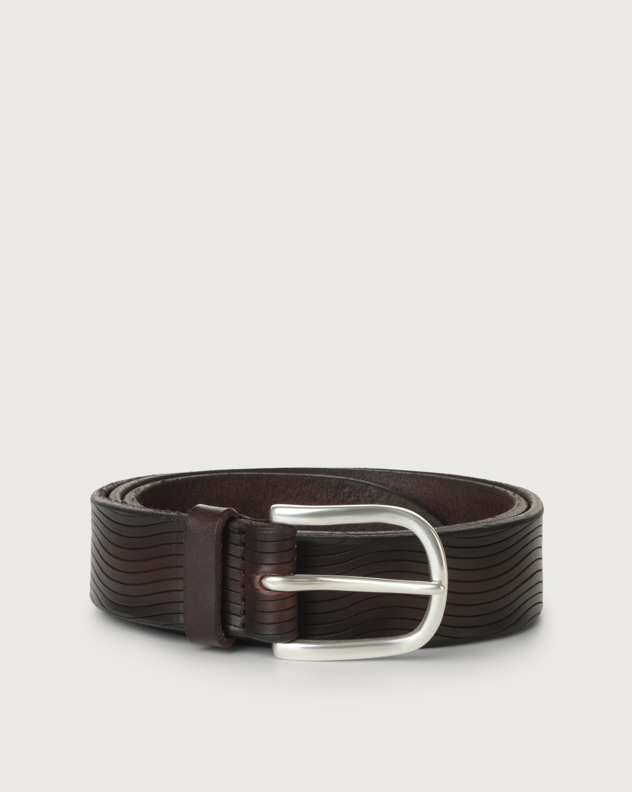 ORCIANI Bull Soft leather belt wave pattern, color Chocolate