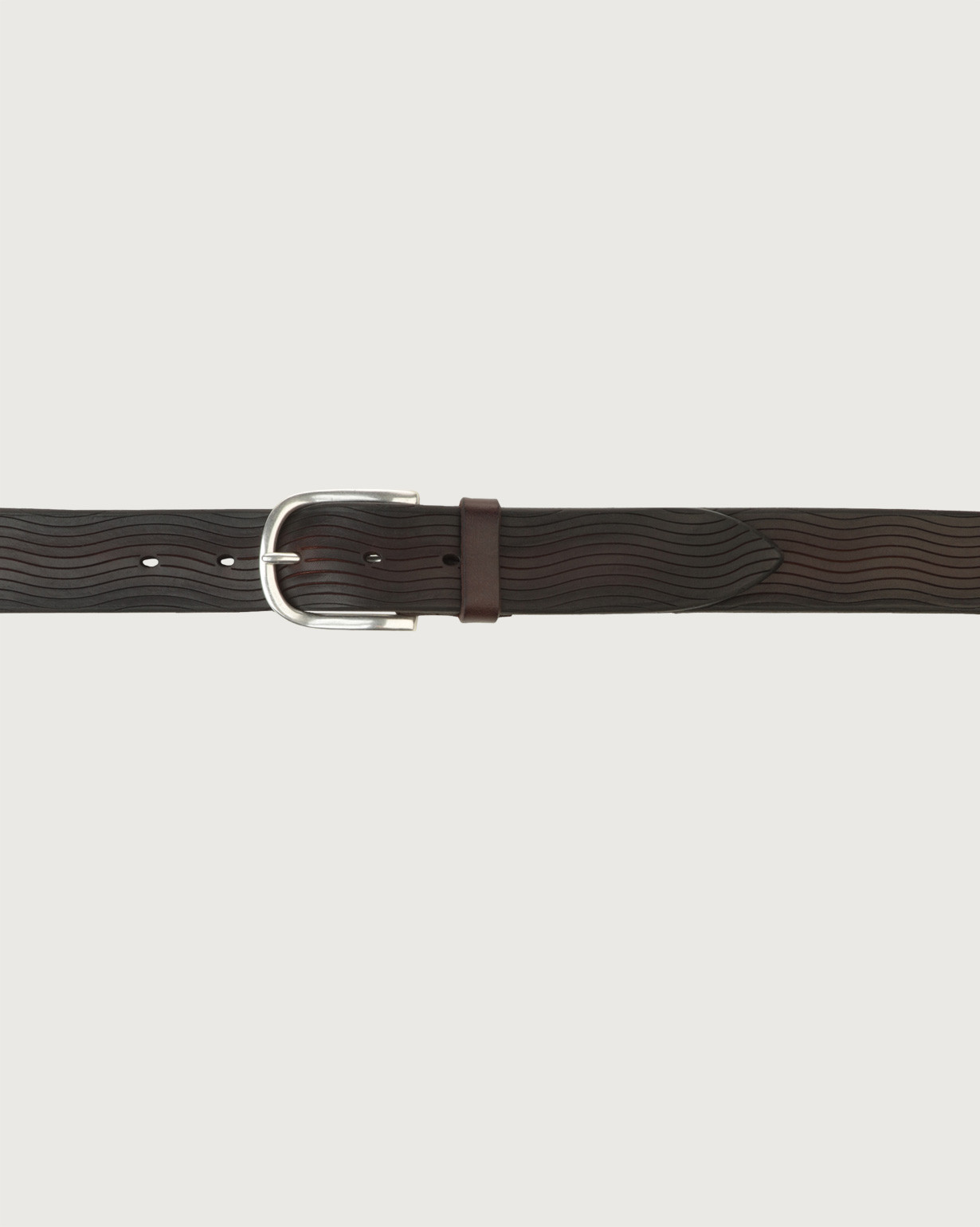 ORCIANI Bull Soft leather belt wave pattern, color Chocolate