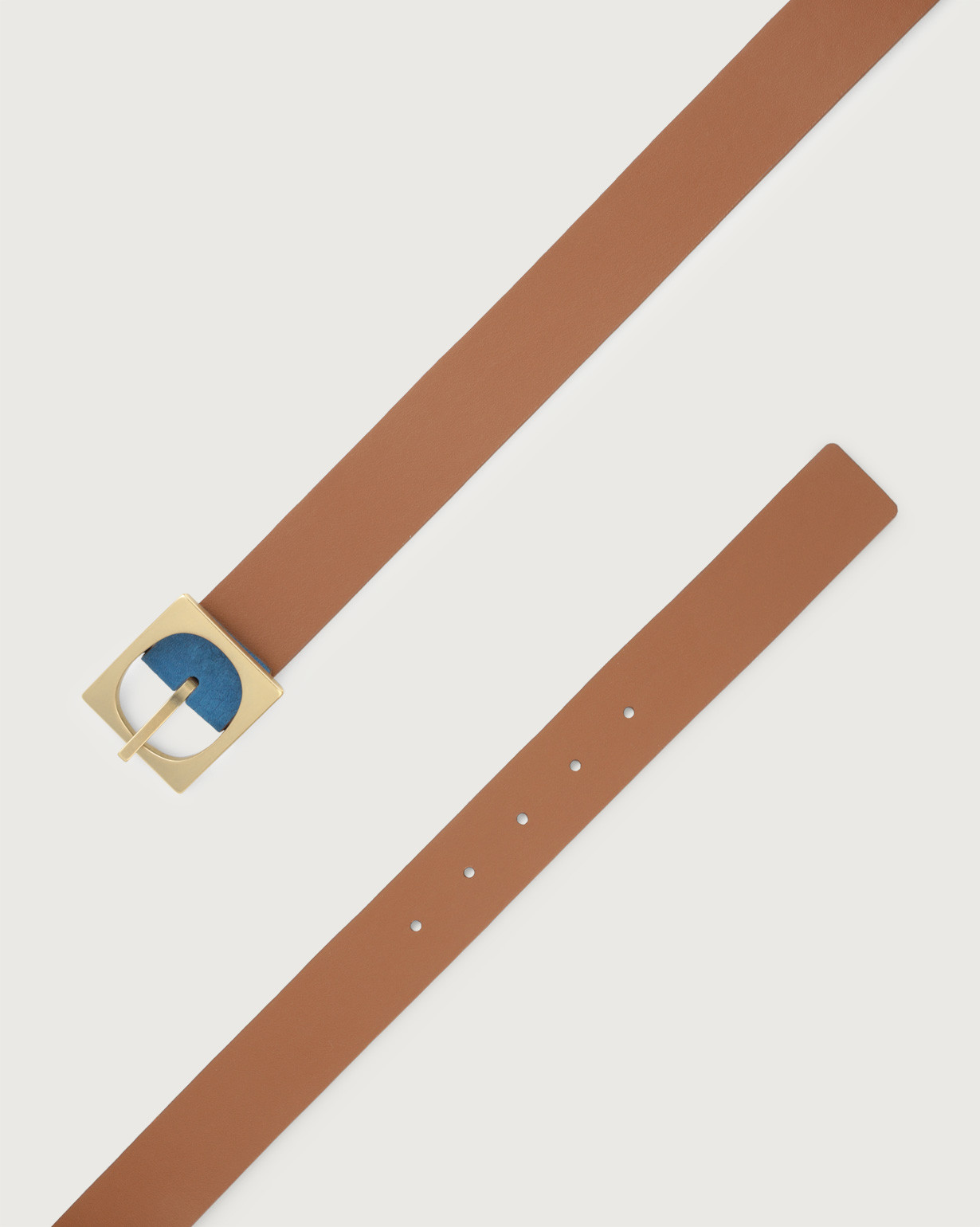 ORCIANI Nabucco Tan nubuck leather reversible belt 3,5 cm, color Blue