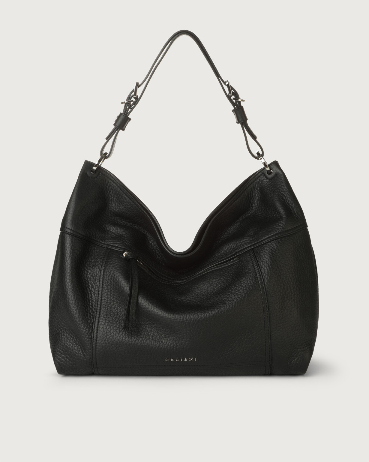 ORCIANI Handy Soft leather shoulder bag, color Black