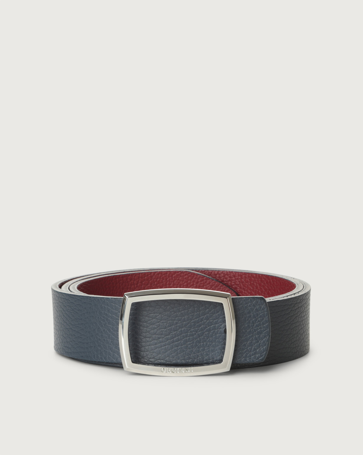 ORCIANI Reversable Micron Double belt, color Navy+Ruby Red