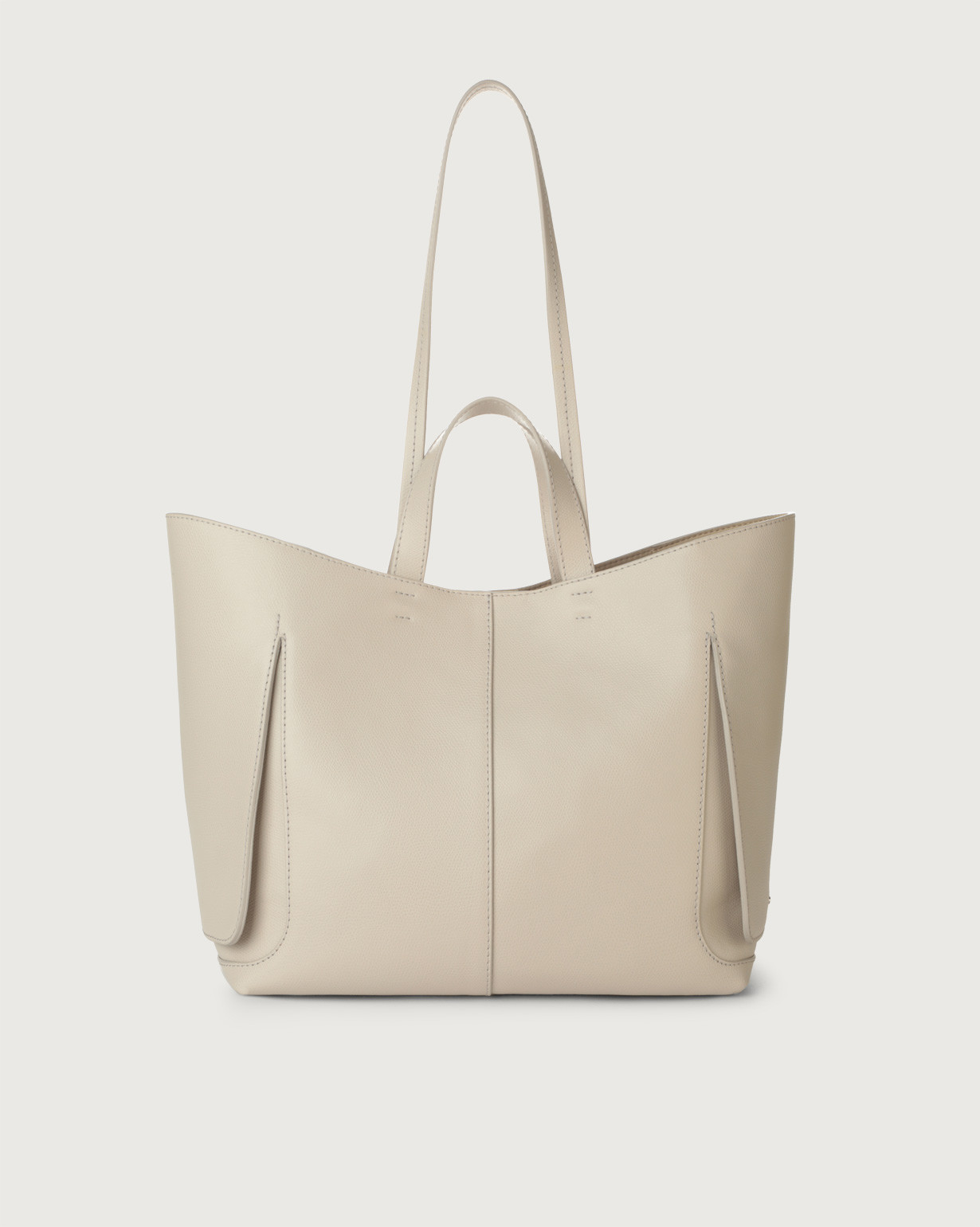 ORCIANI Vulona Premium leather tote bag, color Pearl Grey