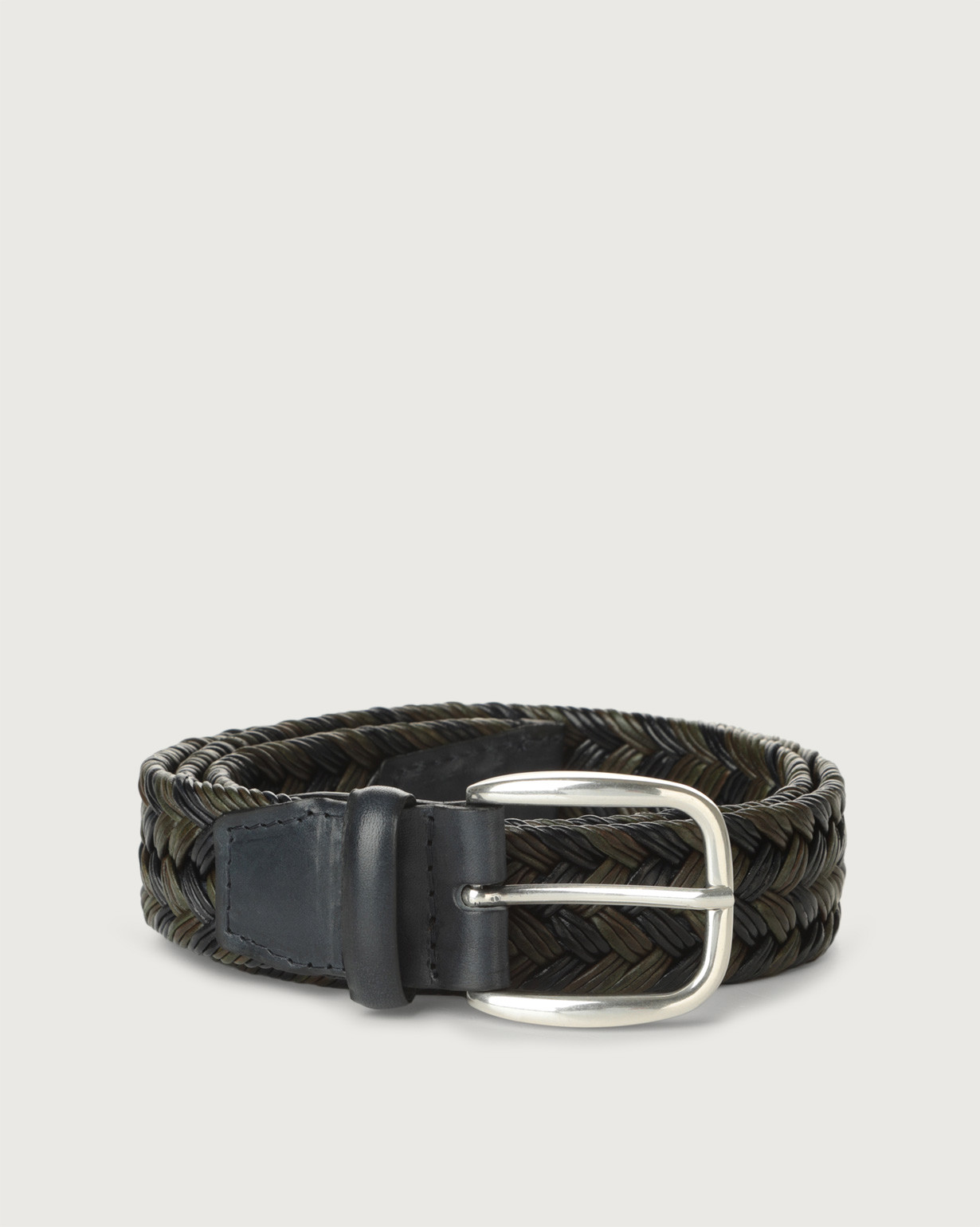 ORCIANI Domo braided regenerated leather belt, color Ocean