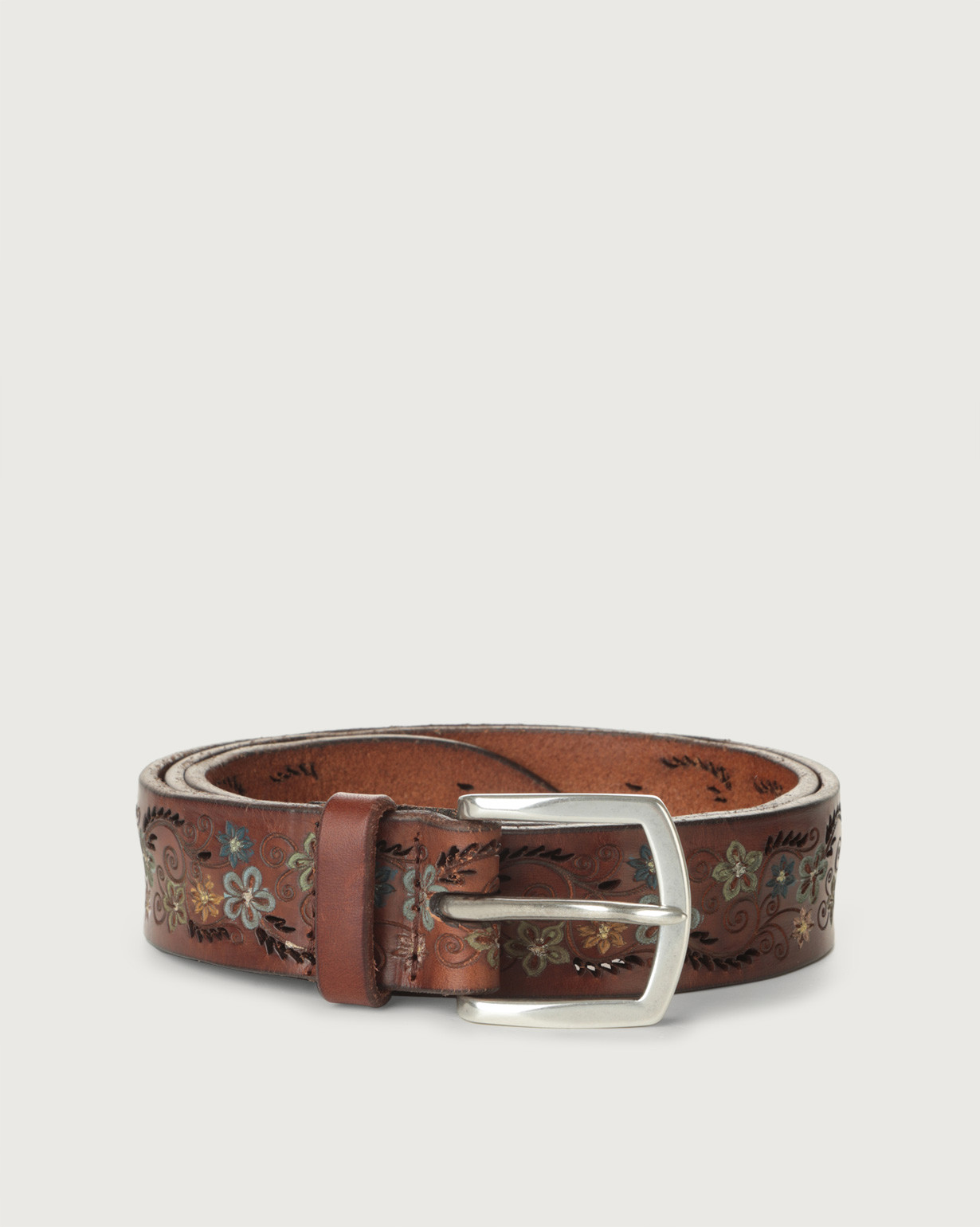 ORCIANI Ramify hand-painted leather belt, color Unique