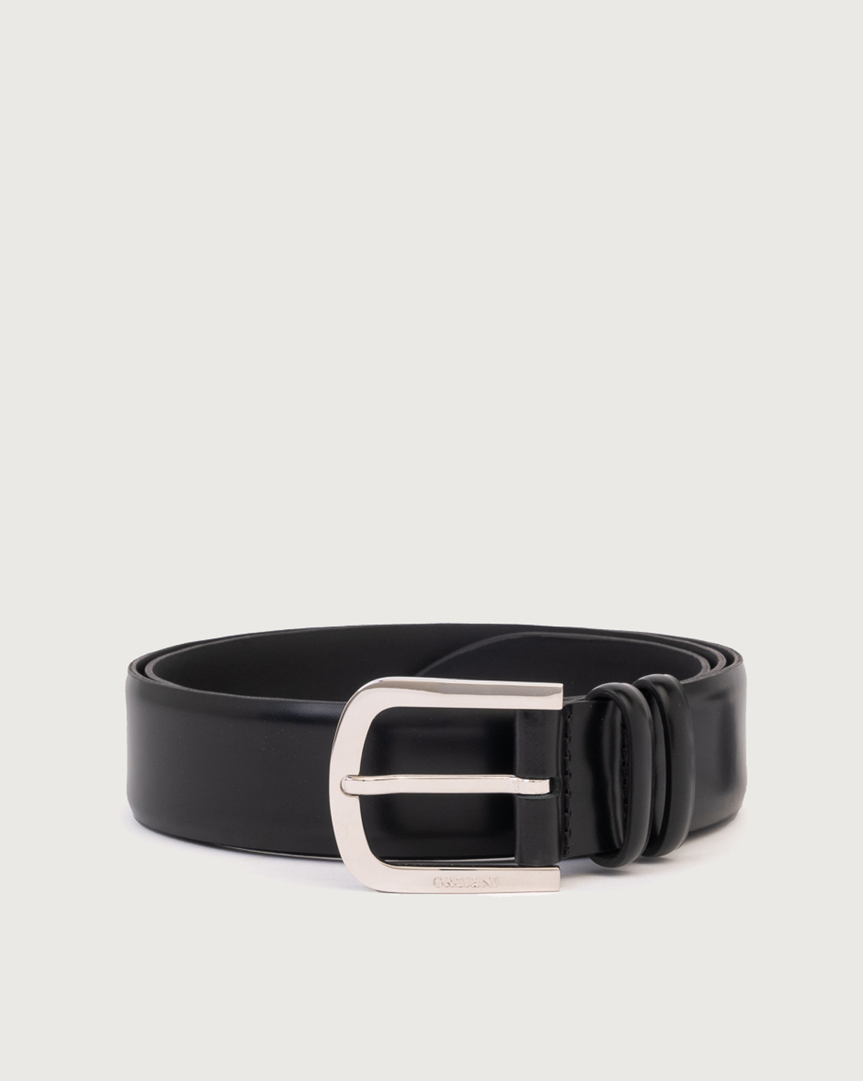 ORCIANI Calf classic leather belt 3,5 cm, color Black