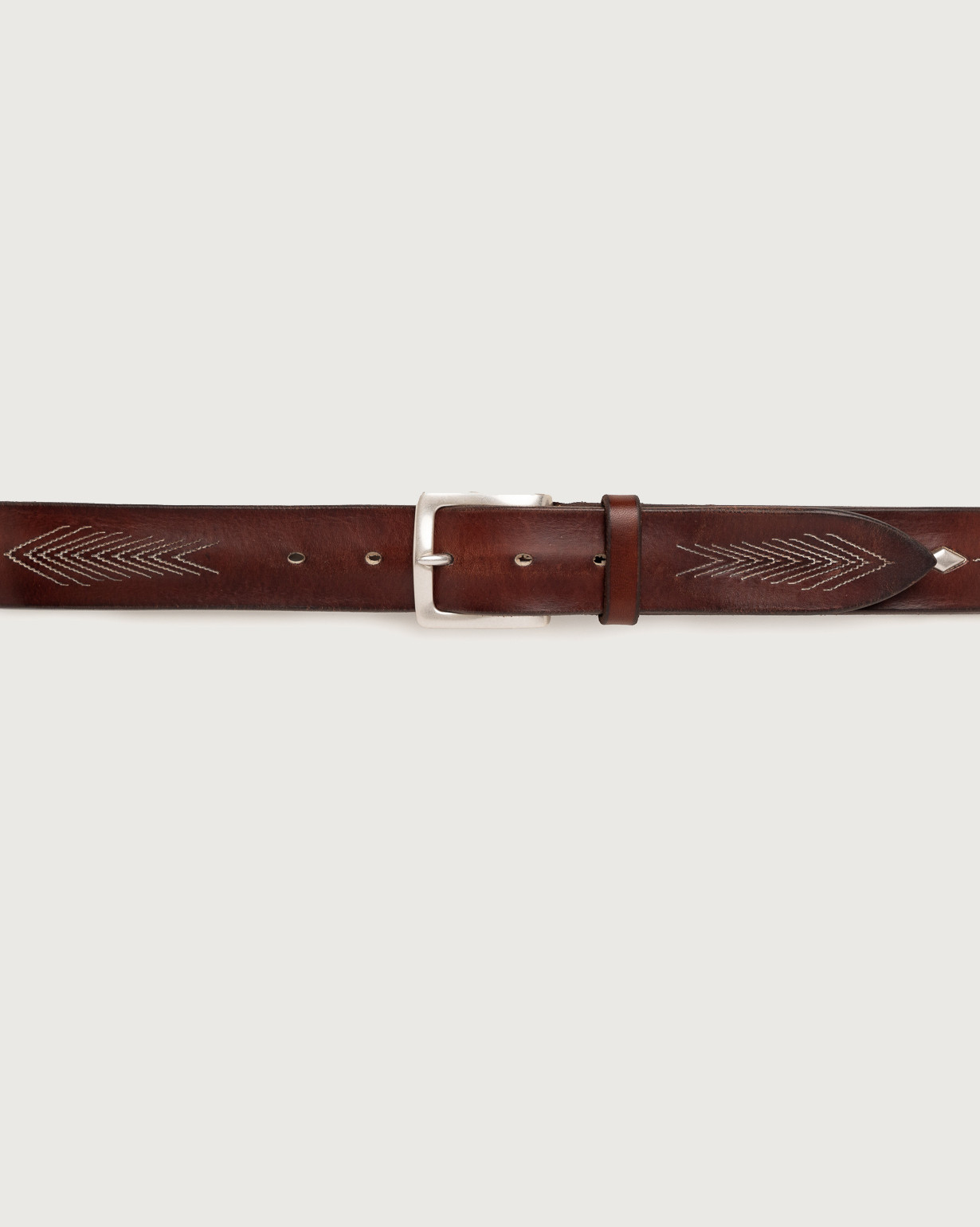 ORCIANI Bull Soapy studs leather belt 3,5 cm, color Brown