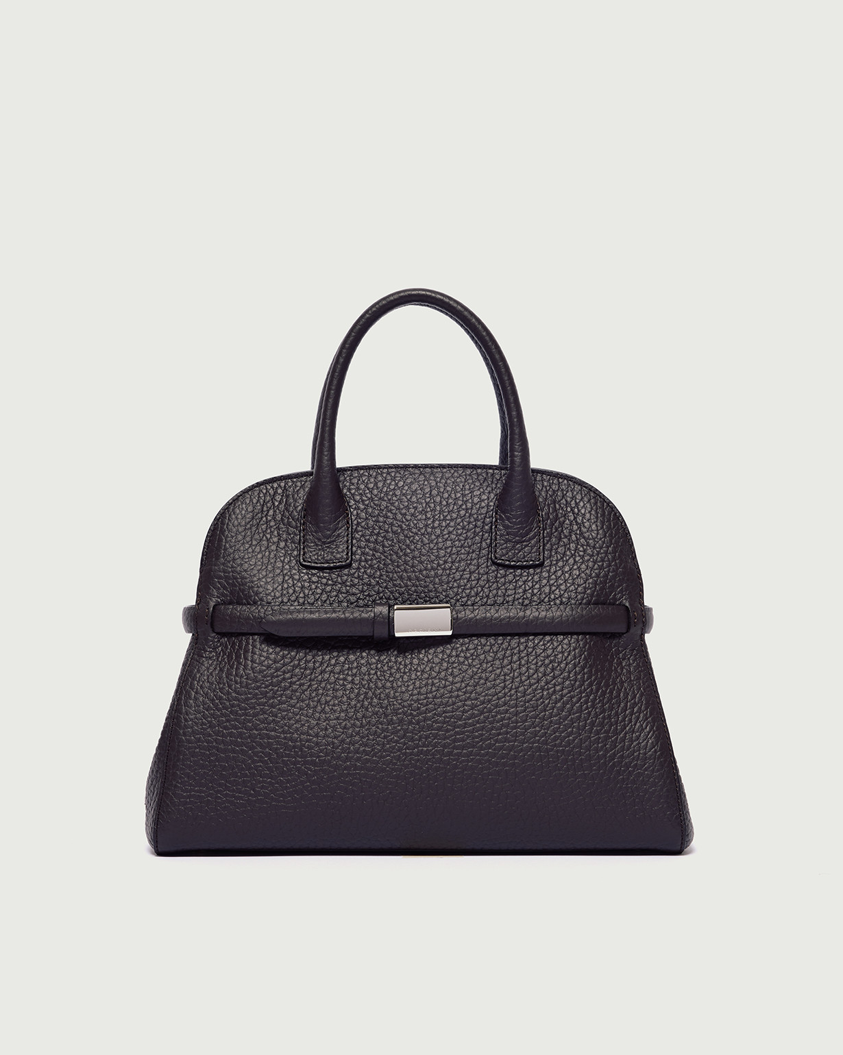 ORCIANI Aura Soft Midi grained leather handbag with strap, color Chocolate