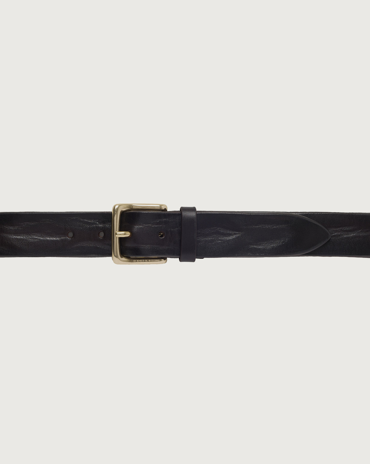 ORCIANI Bull Soft leather belt brass buckle 3,5 cm, color Chocolate