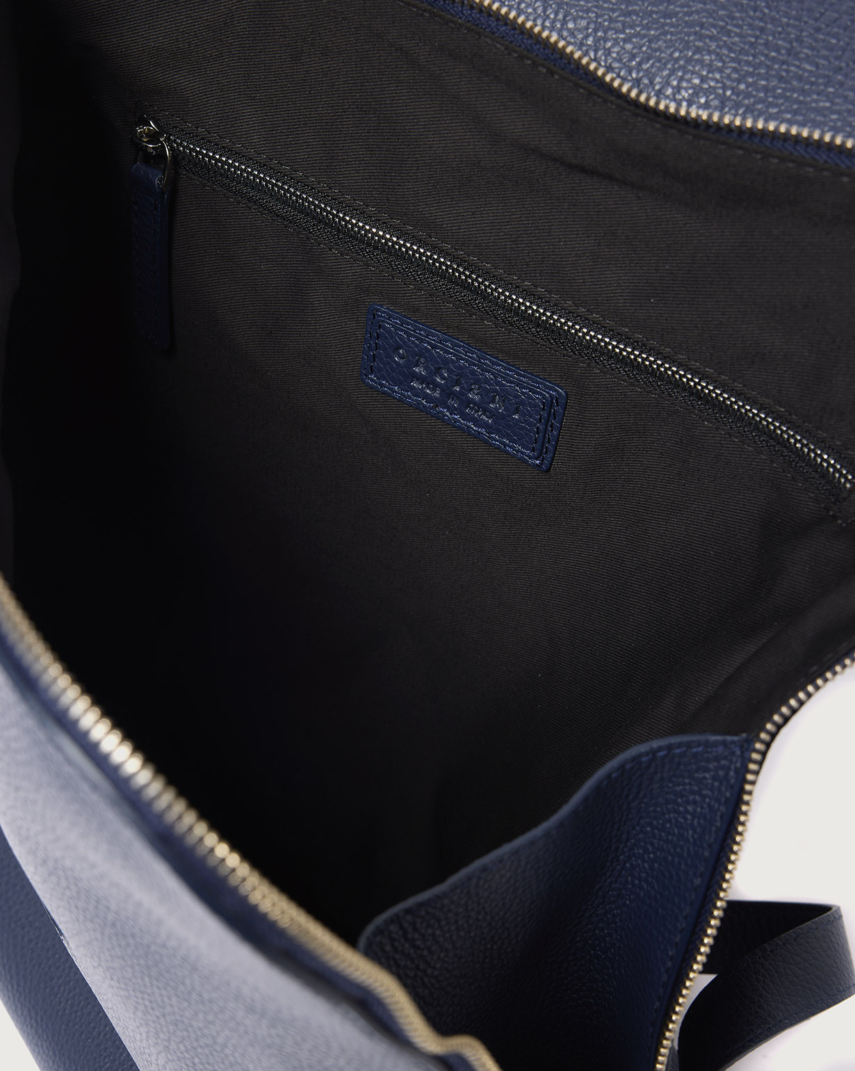 ORCIANI Active micron grained leather backpack, color Navy