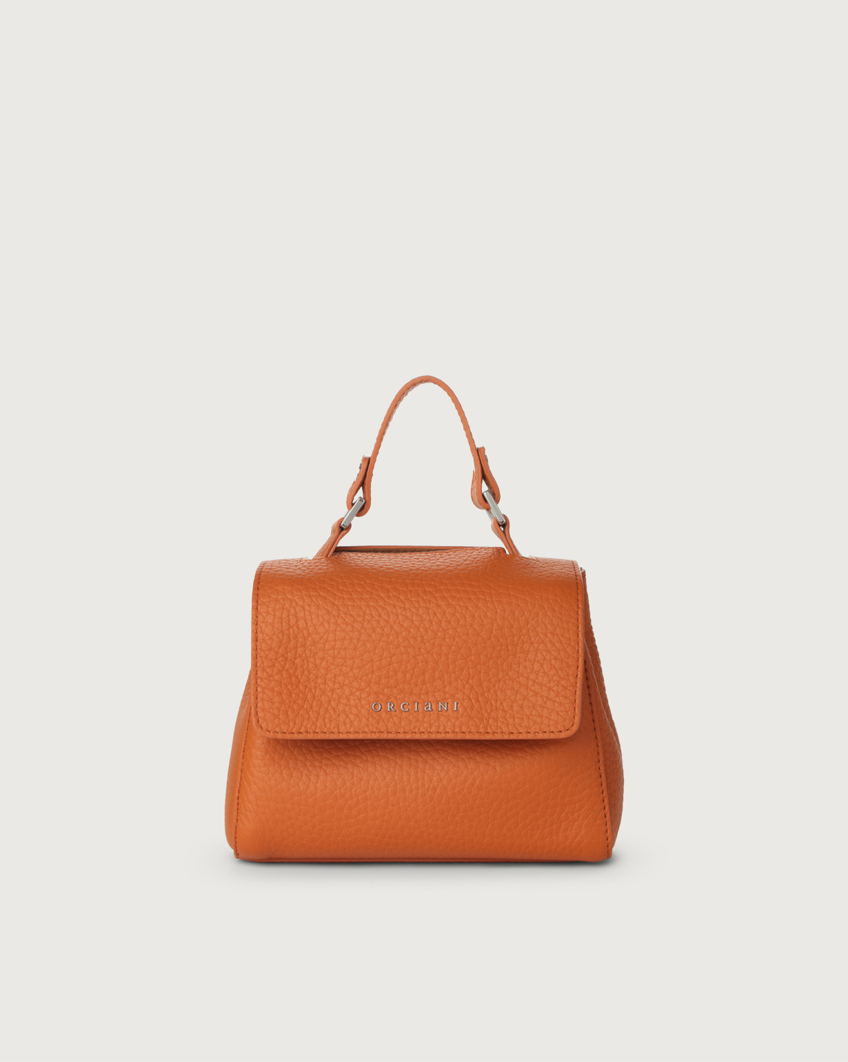 ORCIANI Sveva Soft Mini leather handbag with shoulder strap, color Orange