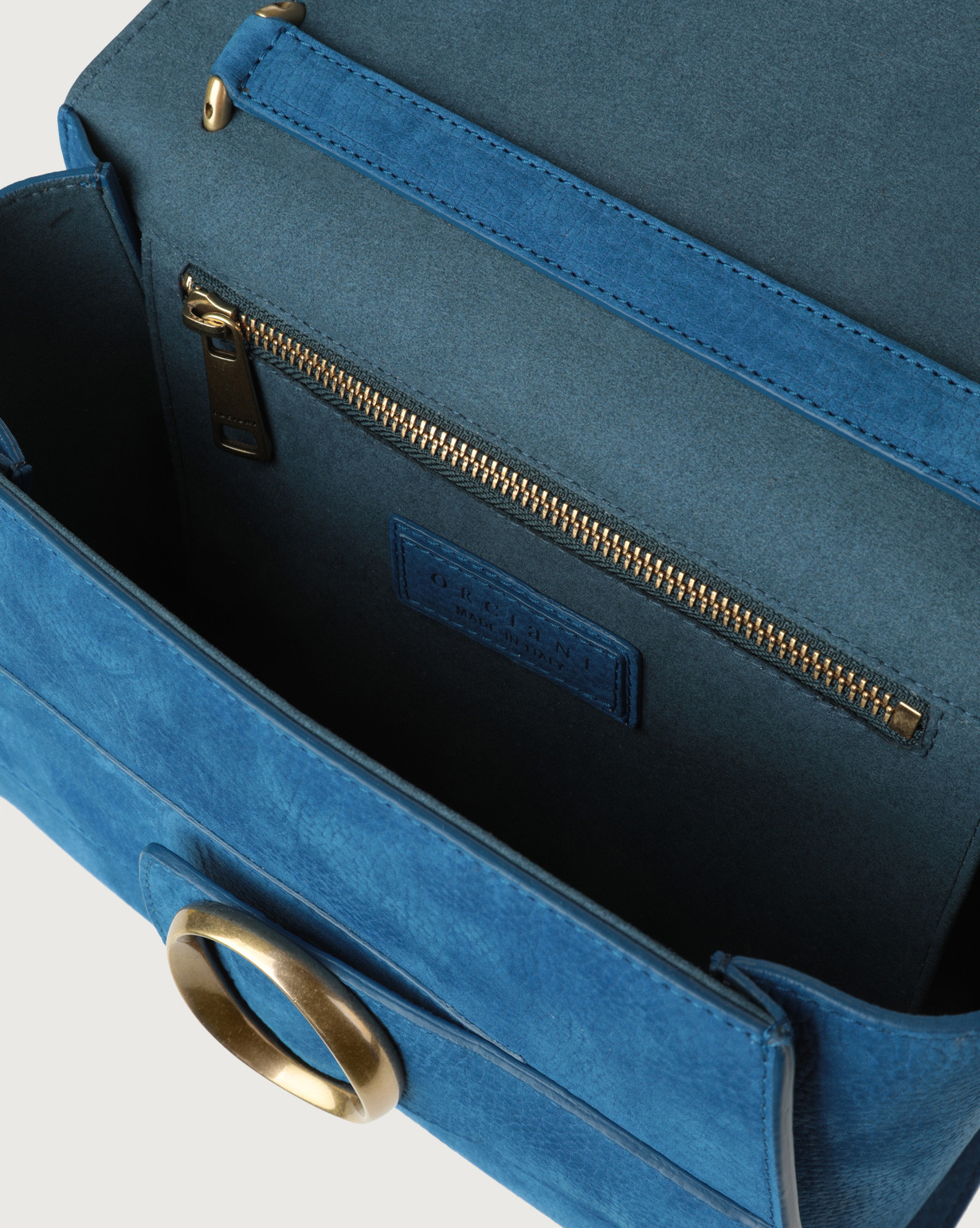 ORCIANI Ofelia Nabucco nubuck leather shoulder bag, color Blue