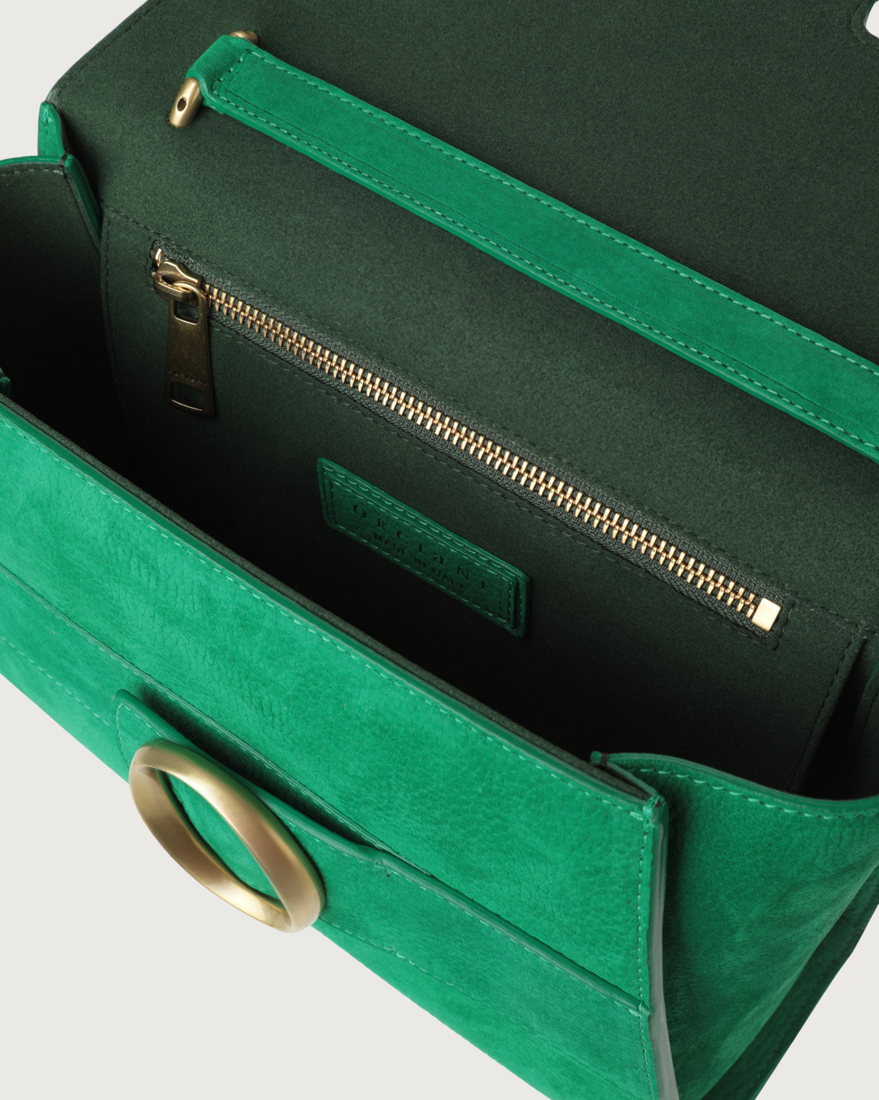 ORCIANI Ofelia Nabucco nubuck leather shoulder bag, color Green