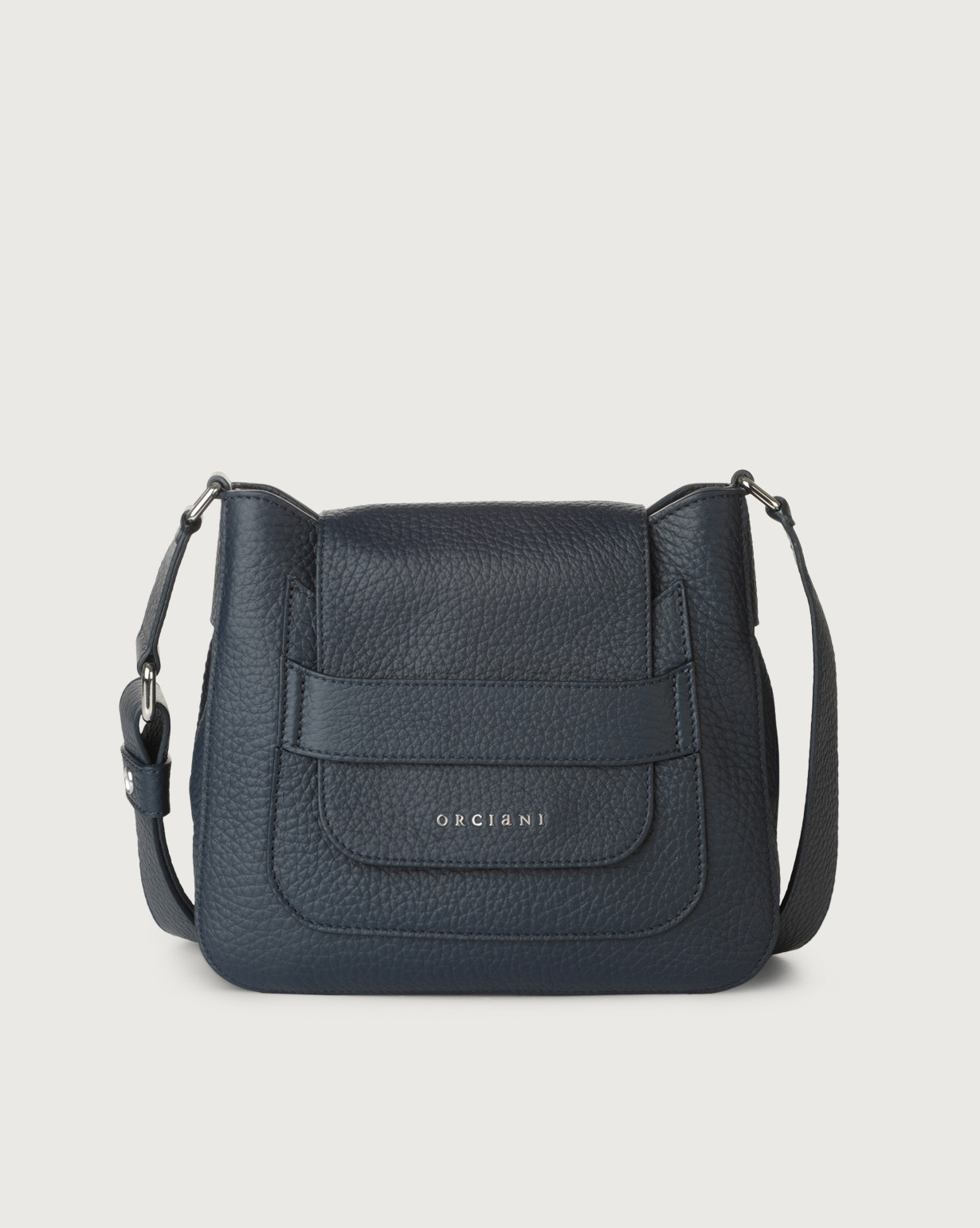 ORCIANI Dama Soft Midi leather bag with shoulder strap, color Navy