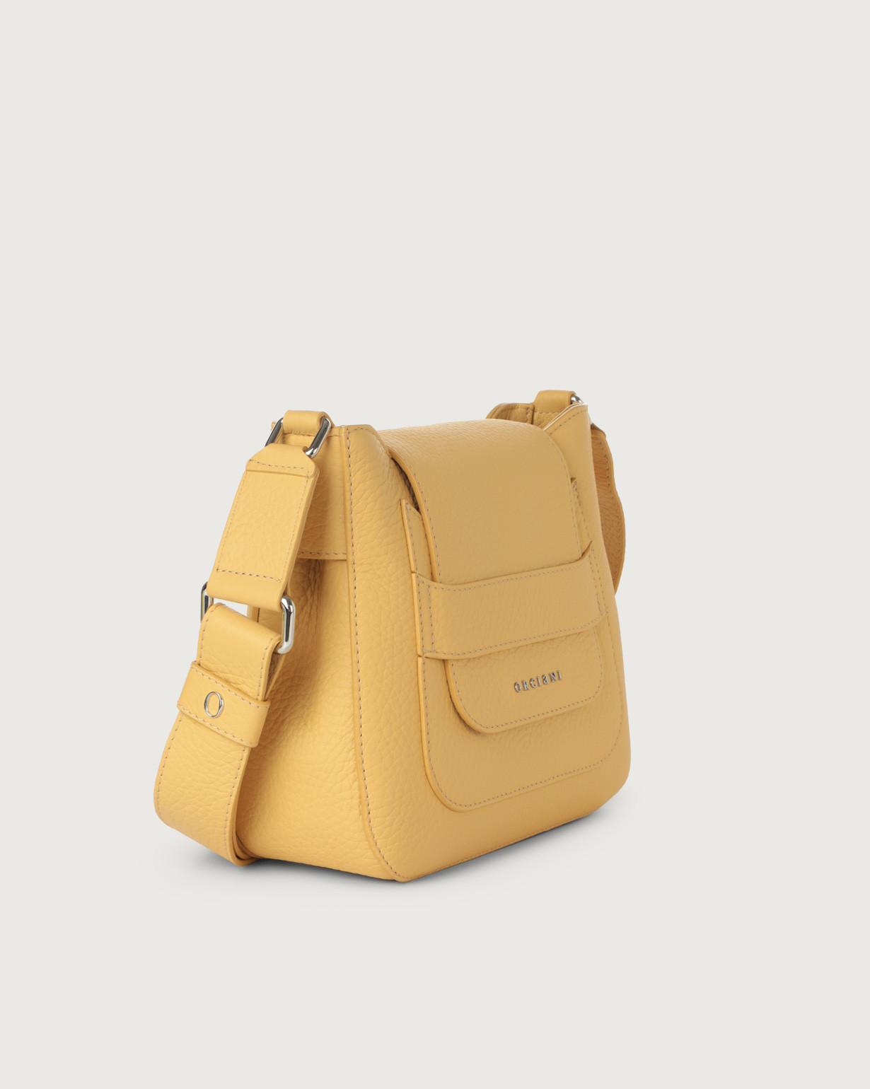 ORCIANI Dama Soft Midi leather bag with shoulder strap, color Honey