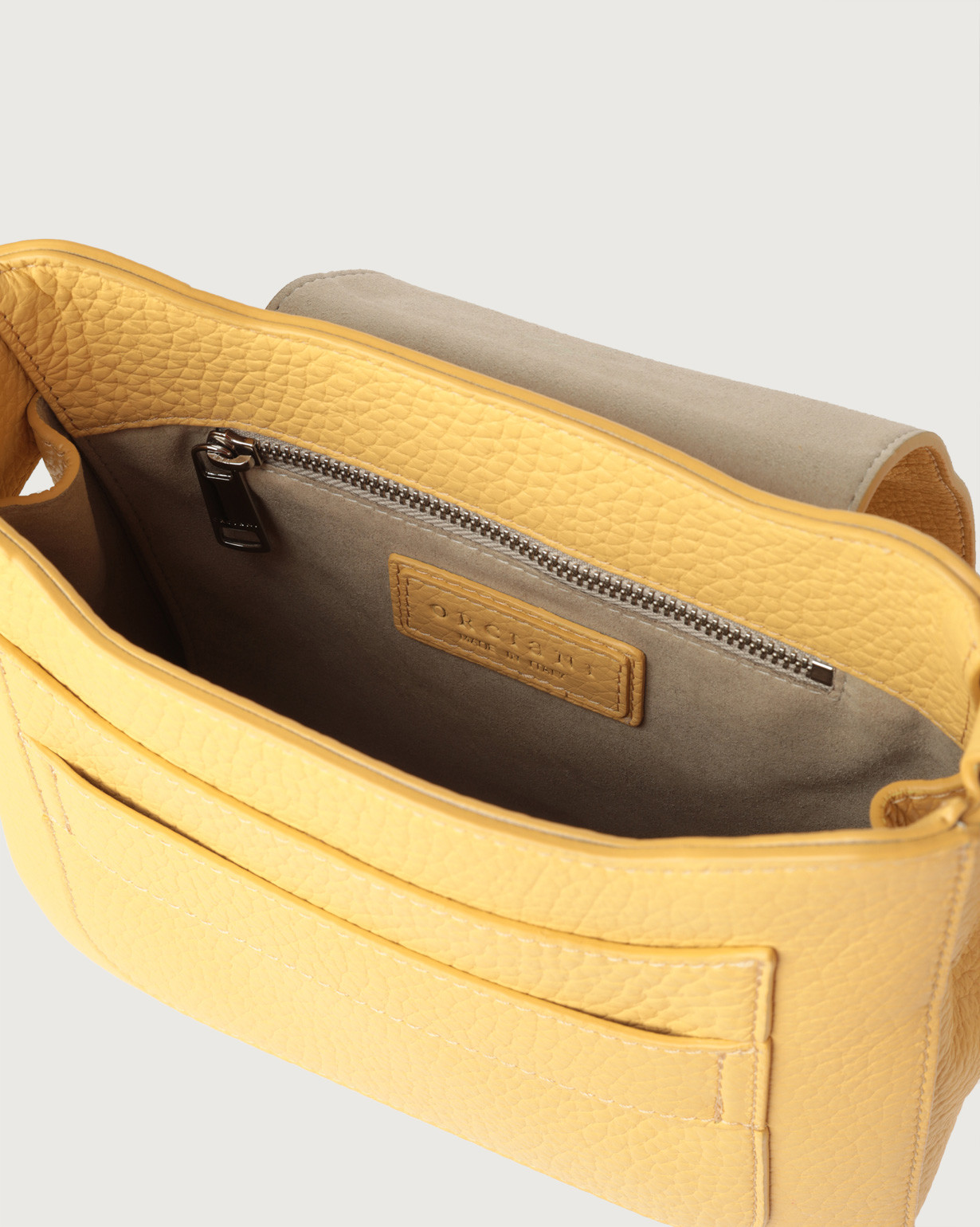 ORCIANI Dama Soft Midi leather bag with shoulder strap, color Honey
