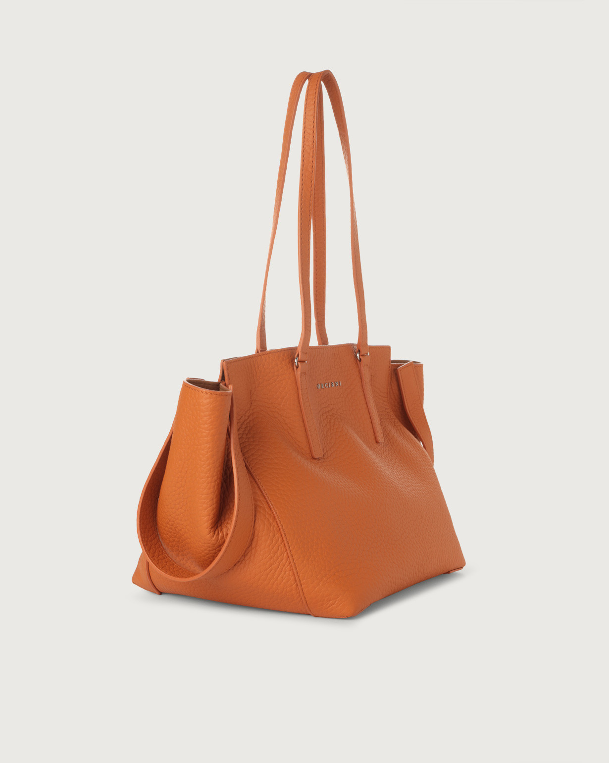 ORCIANI Ava Soft midi leather tote bag, color Orange