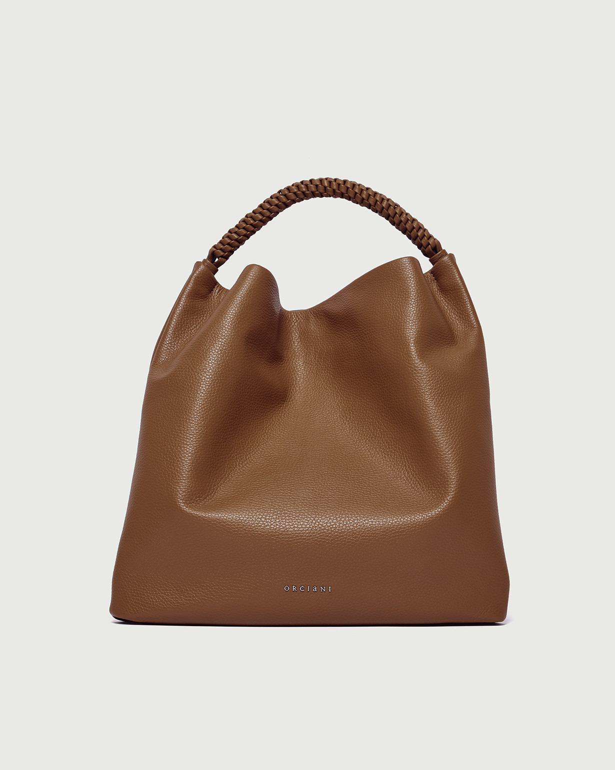 ORCIANI Todo Sense Scooby grained leather shoulder bag, color Cognac