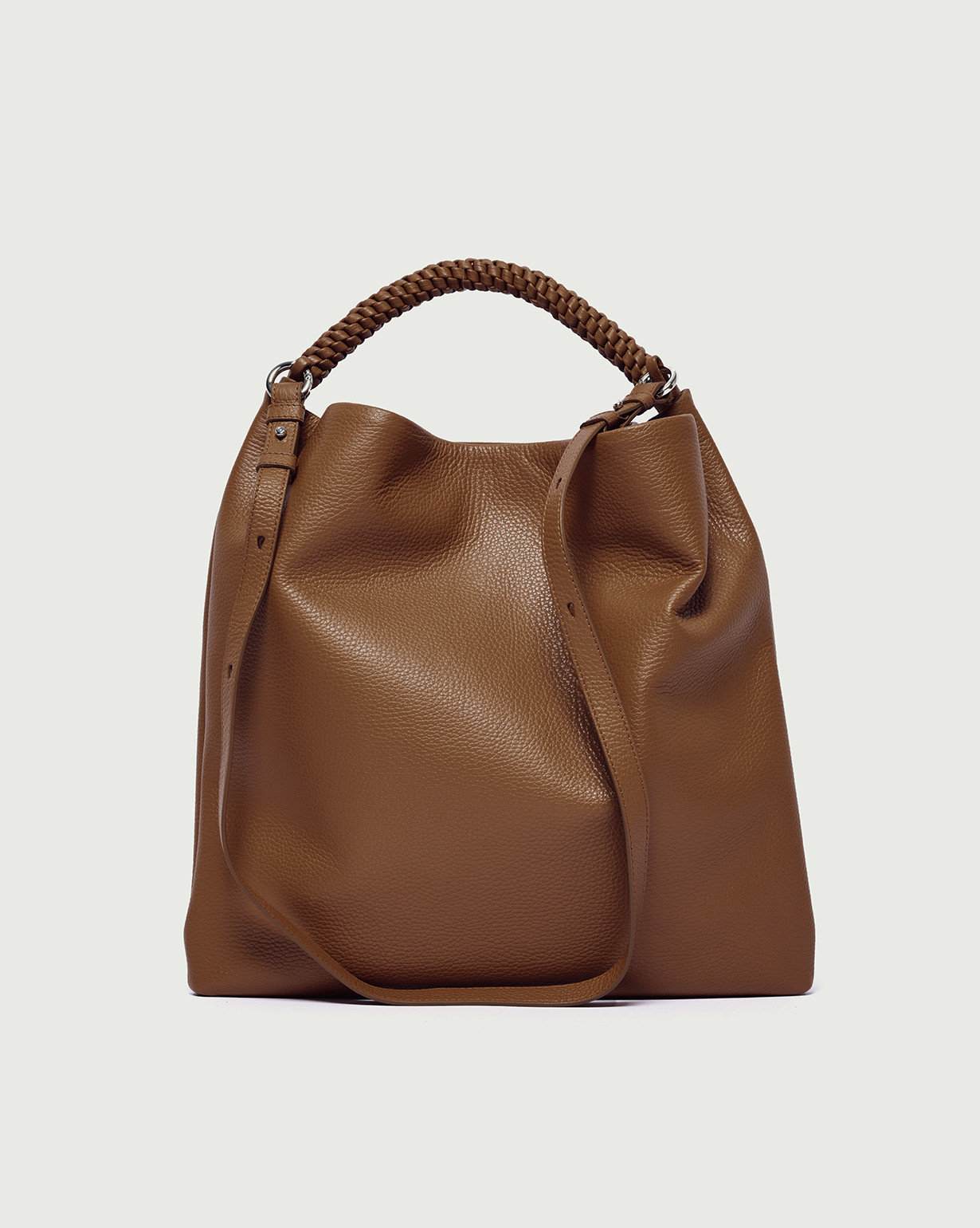 ORCIANI Todo Sense Scooby grained leather shoulder bag, color Cognac