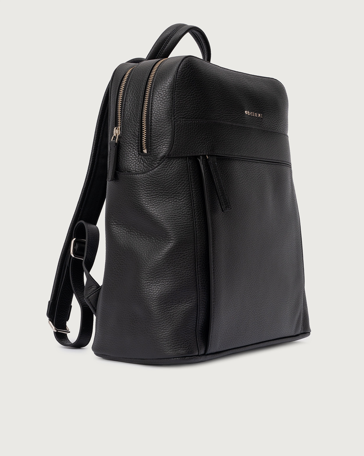 ORCIANI Micron dollar leather backpack, color Black