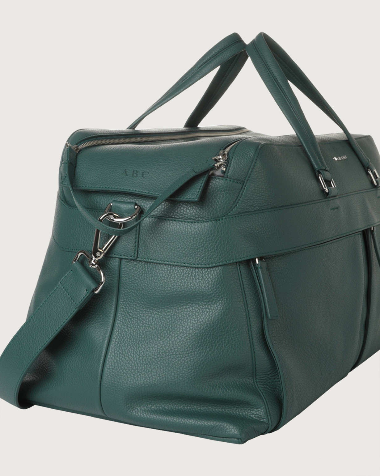 ORCIANI Micron leather duffle bag with shoulder strap, color Green