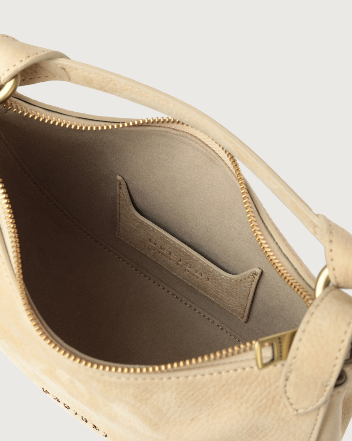ORCIANI Dumpling Nabucco nubuck leather mini bag with strap, color Sand