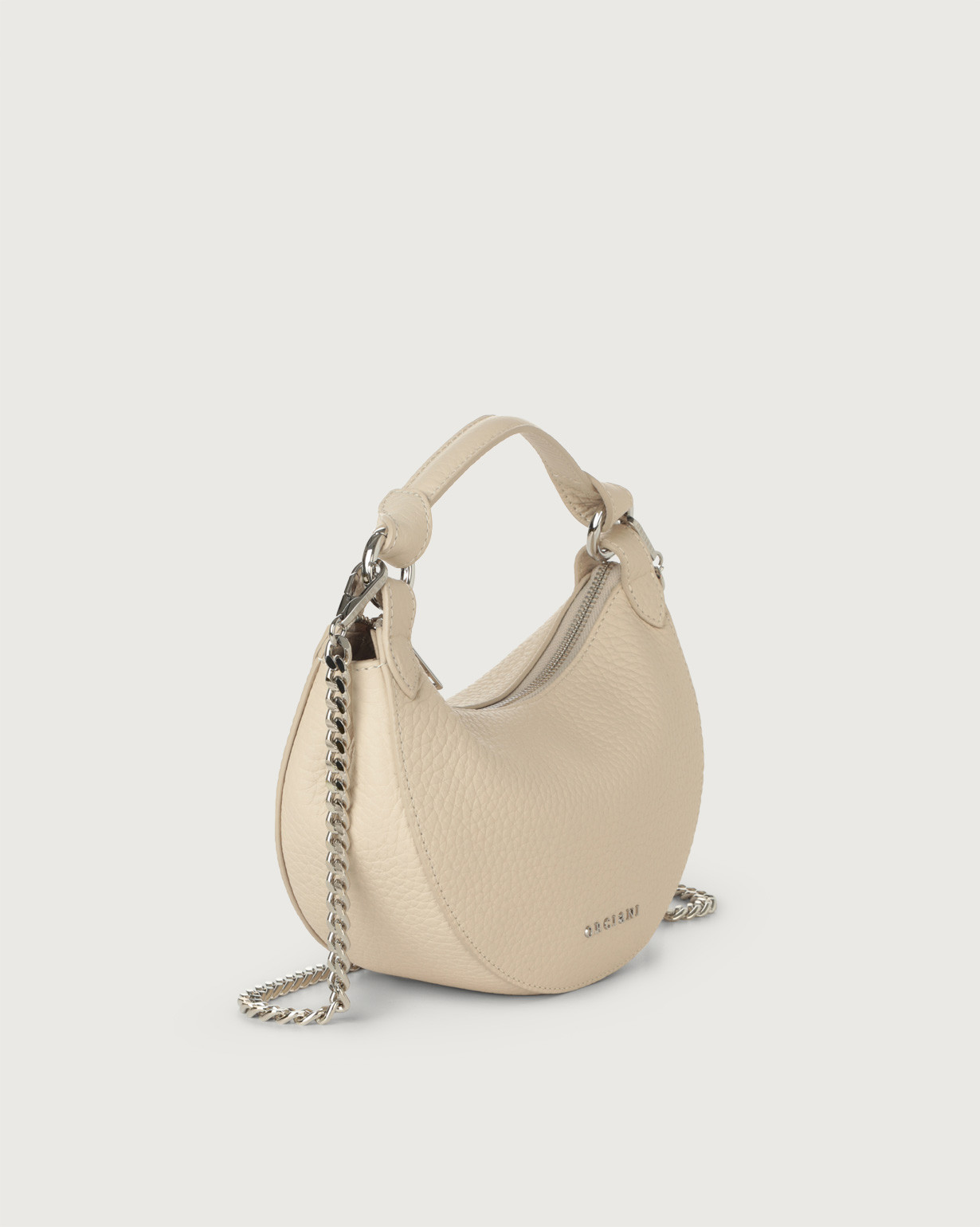 ORCIANI Dumpling Soft leather mini bag with strap, color Ivory
