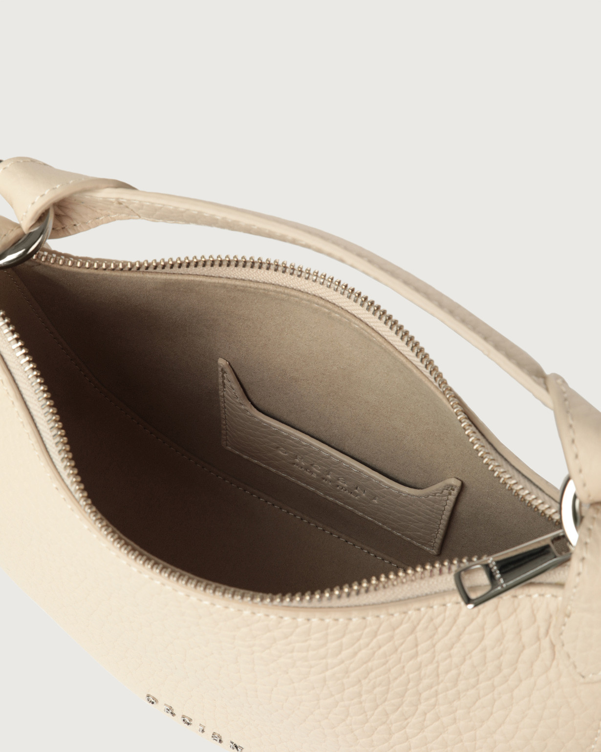 ORCIANI Dumpling Soft leather mini bag with strap, color Ivory